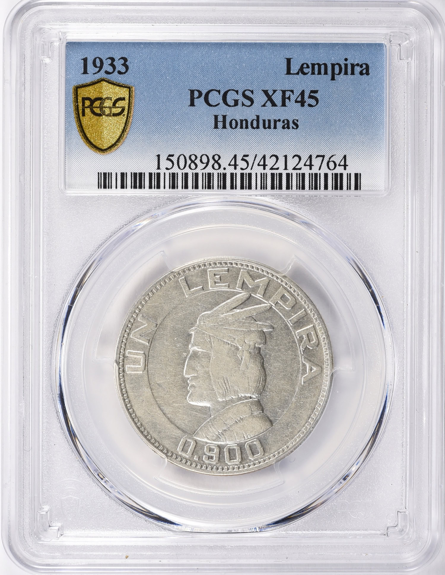 Honduras 1933 Silver Lempira KM-75 PCGS XF-45 (Item 1229254 ...