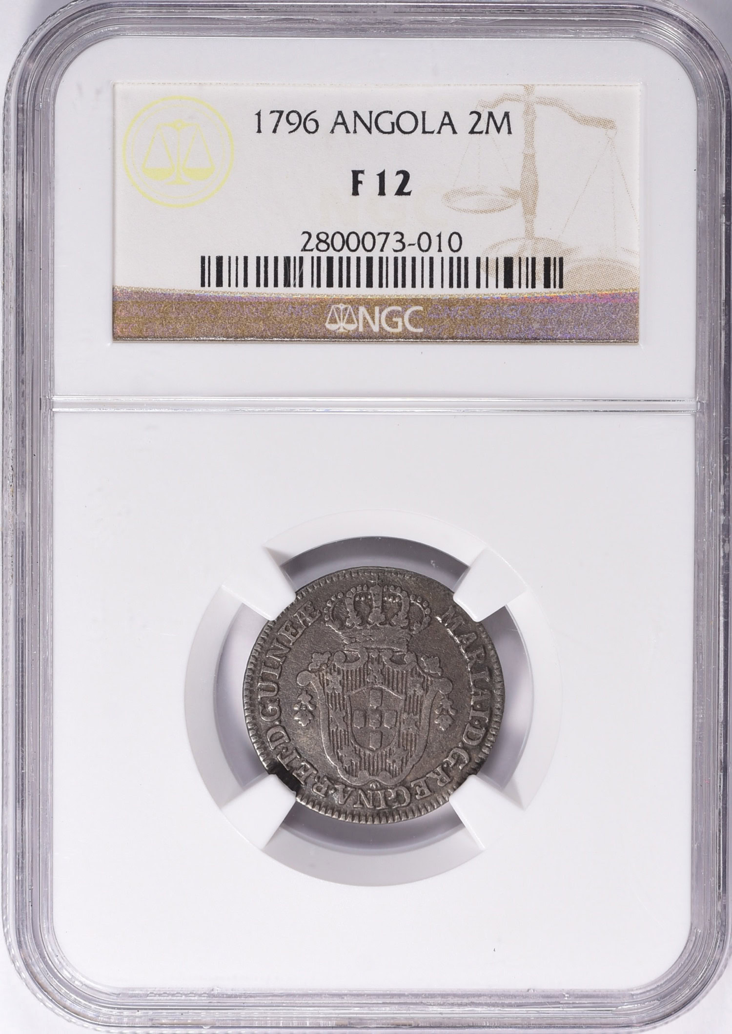 Angola 1796 Silver 2 Macutas KM-35 NGC F-12 | NGC Cert #2800073-010 ...