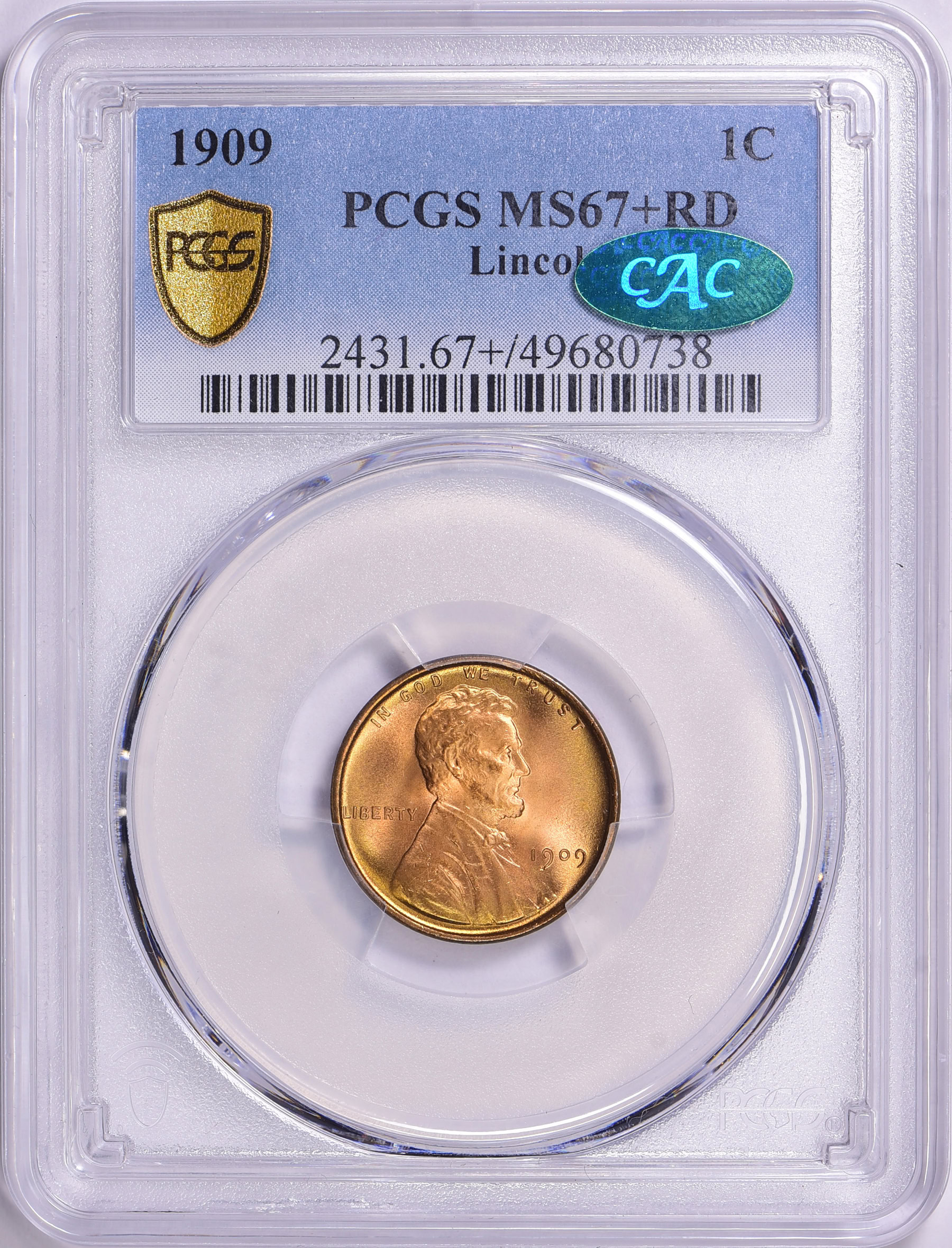 1909 Lincoln Cent PCGS MS-67+ RD (CAC Green) (Item 1230988 ...