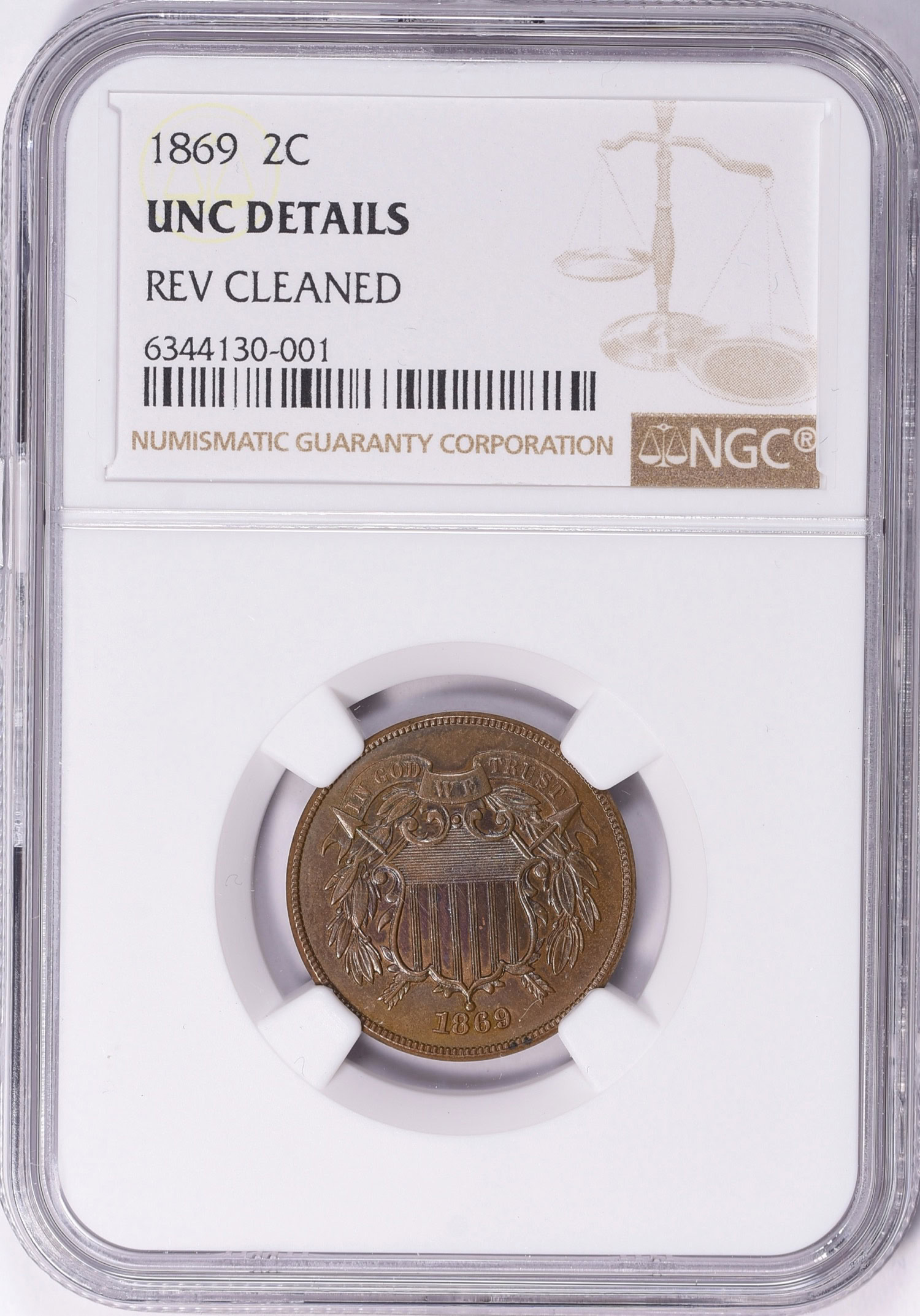 1869 Two-Cent Piece NGC Unc Details (Item 1231252) | GreatCollections ...