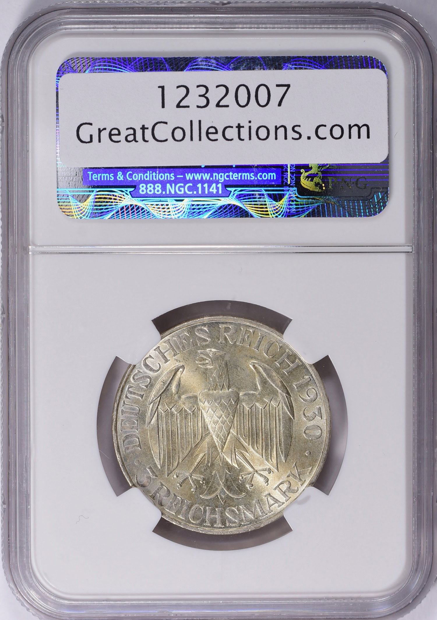 Germany 1930-F Silver 3 Marks Graf Zeppelin KM-67 NGC MS-63 | NGC Cert ...