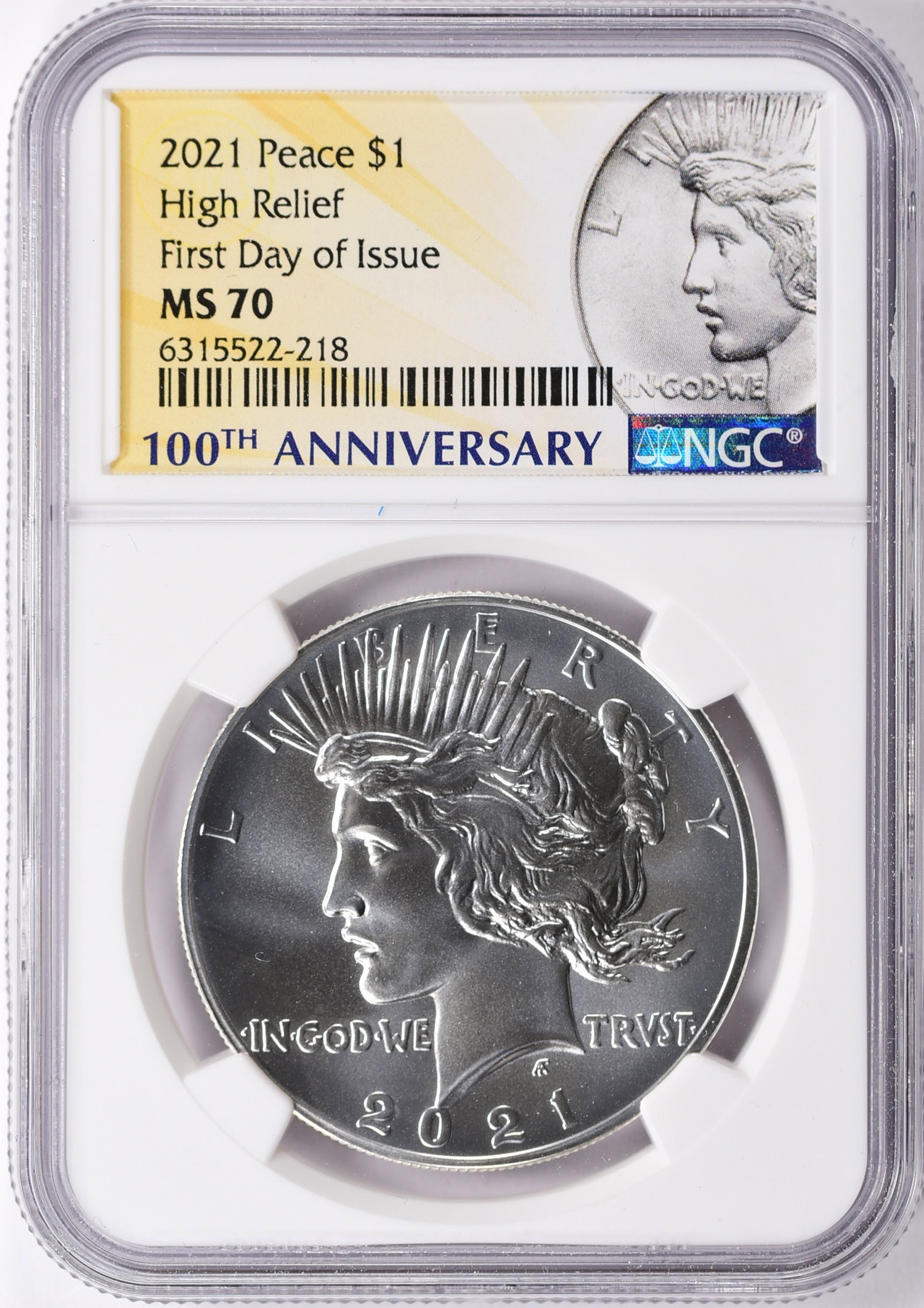 2021 Peace Silver Dollar 100th Anniversary First Day of Issue NGC MS-70 ...