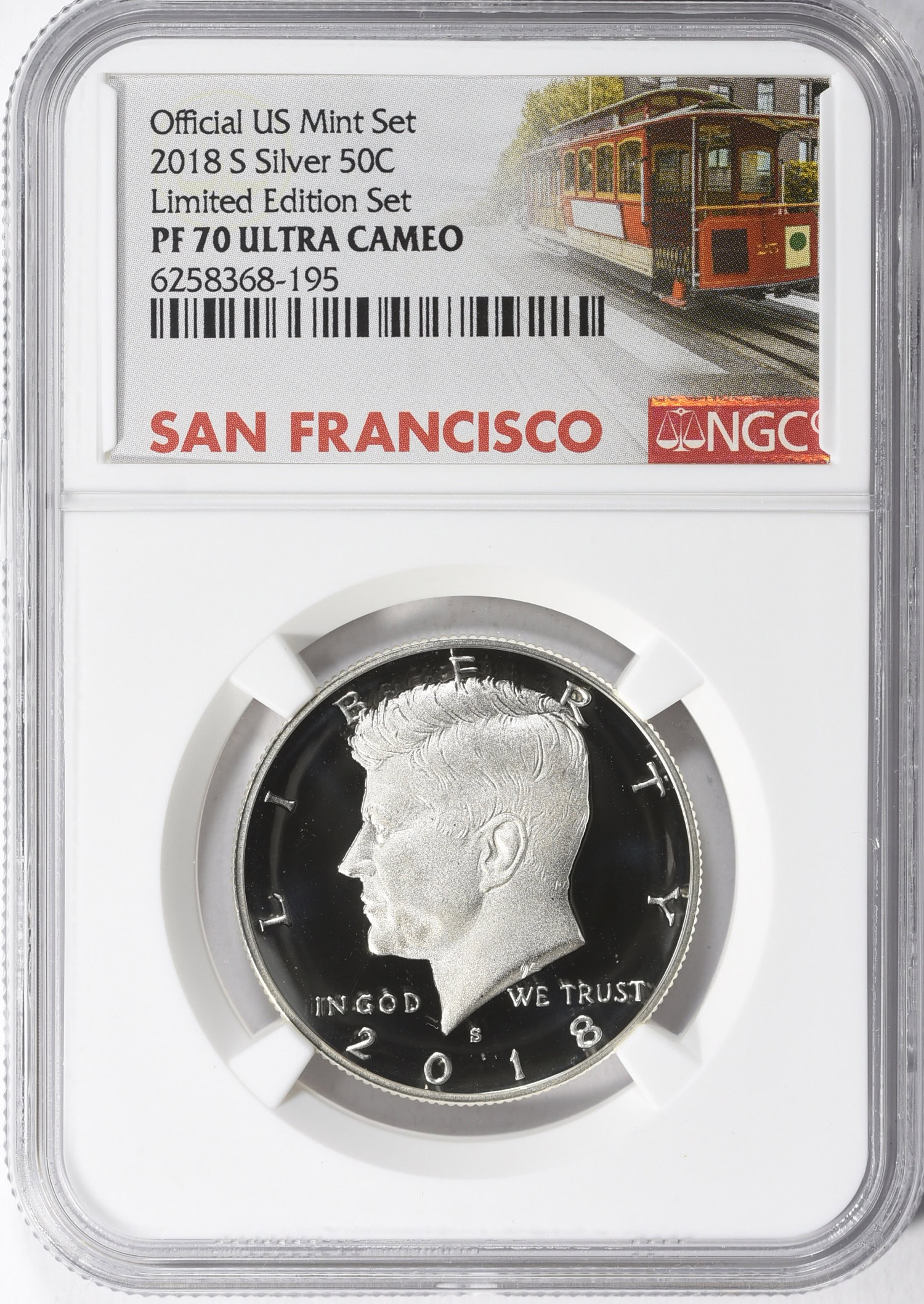 2018-S Kennedy Half Dollar Silver (From the Limited Edition Proof Set) NGC Proof-70 UC (Trolley ...