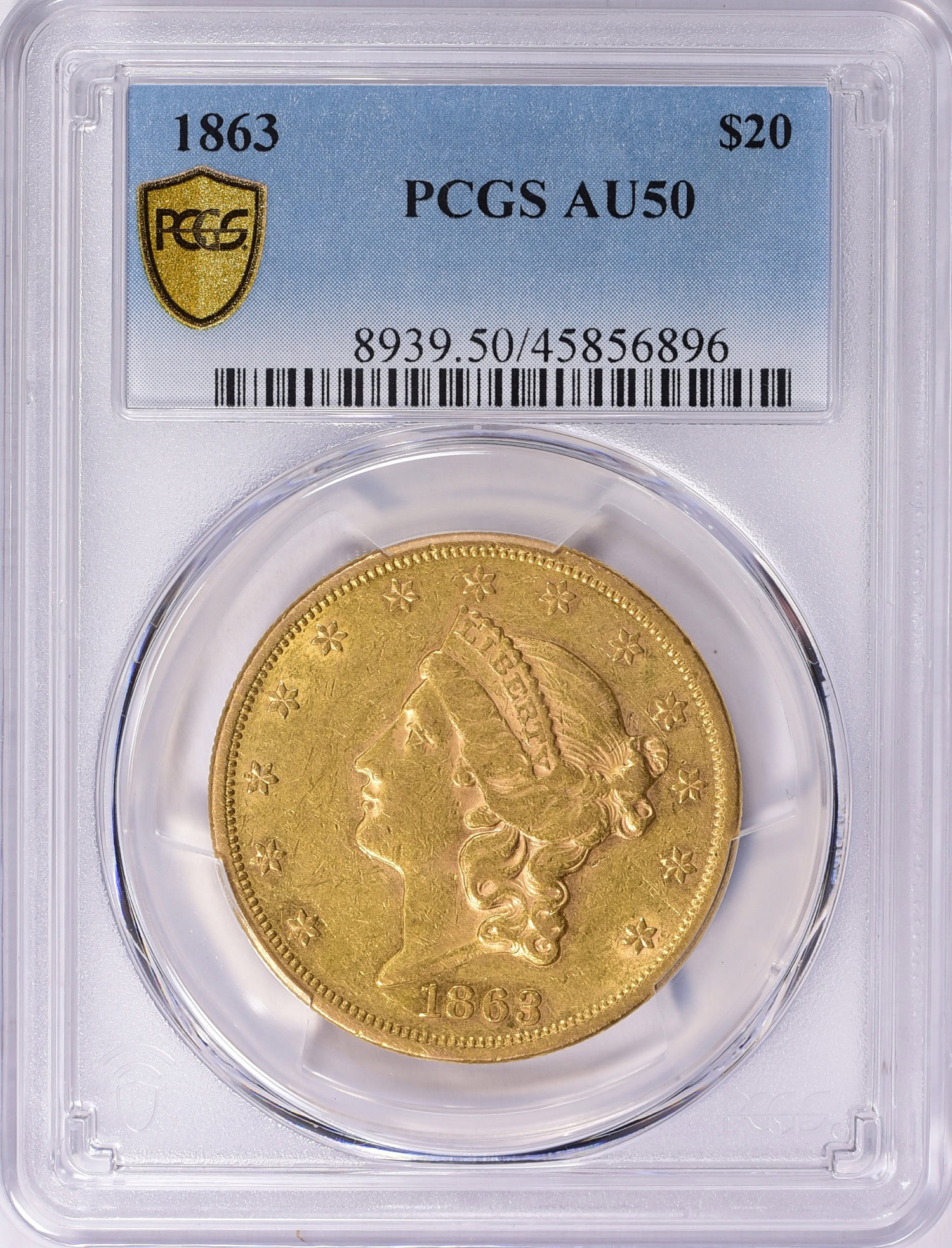 1863 Liberty Gold Double Eagle PCGS AU-50 (Item 1235179 ...