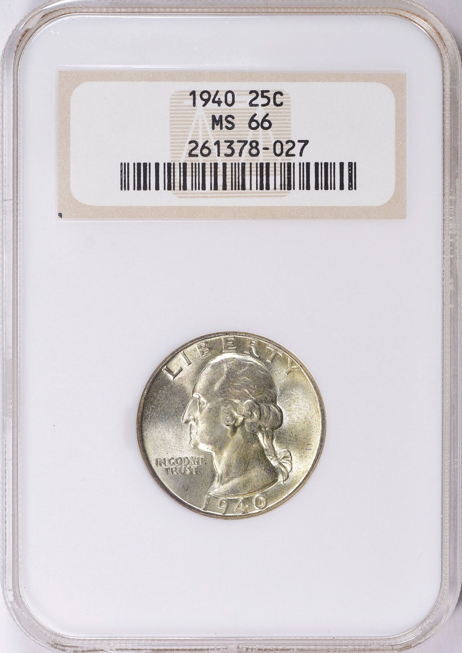 1940 Washington Quarter NGC MS-66 OH (Item 1235750) | GreatCollections Coin Auctions