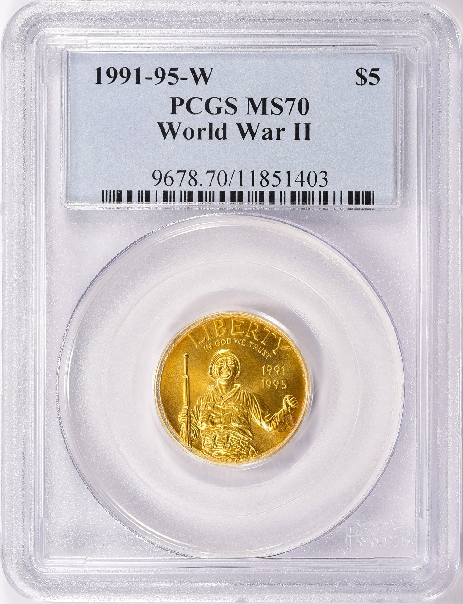 1991-95-W 50th Anniversary of World War II Gold $5 PCGS MS-70 (Item ...