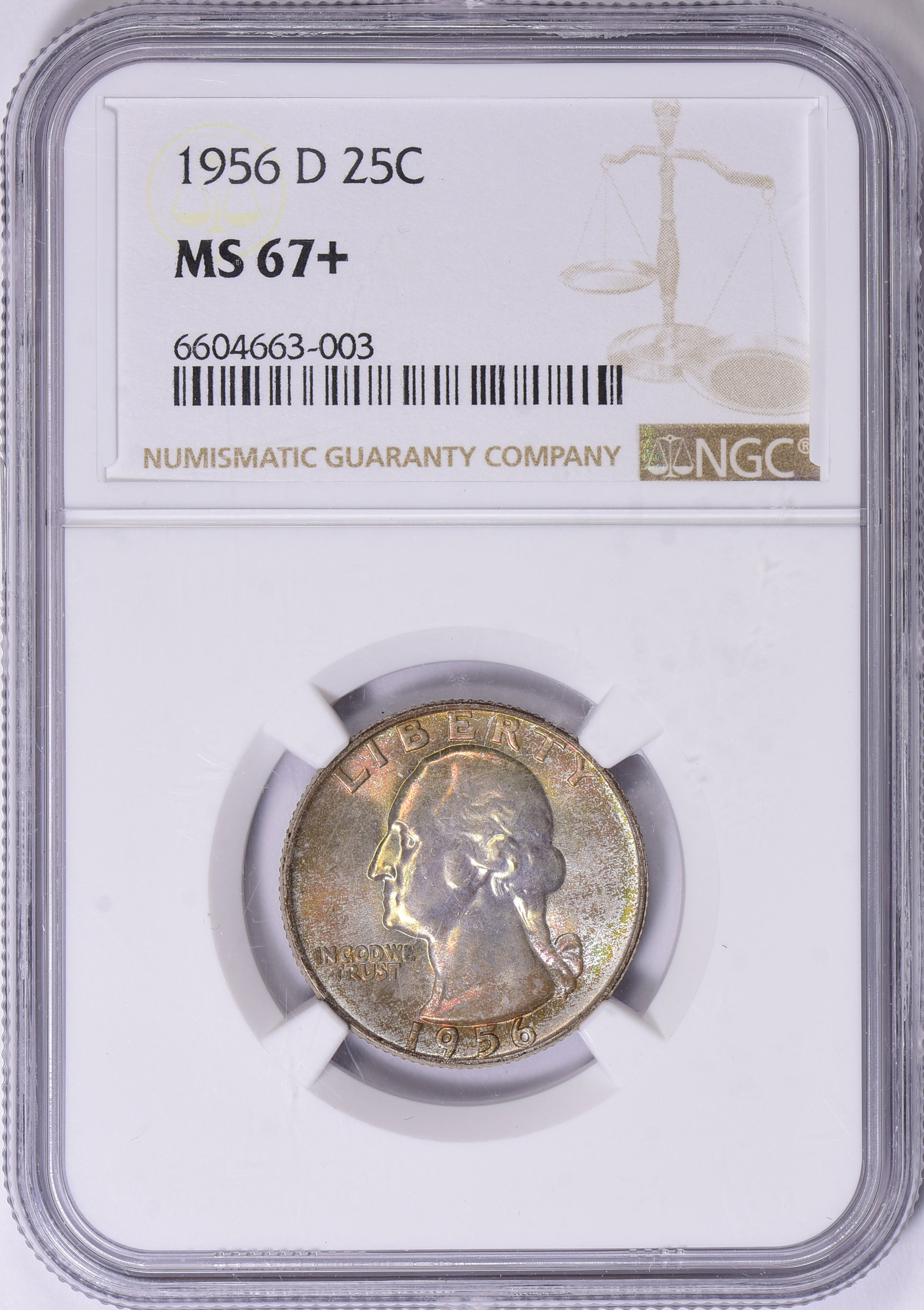 1956-D Washington Quarter NGC MS-67+ (Toned) (Item 1239680) | GreatCollections Coin Auctions