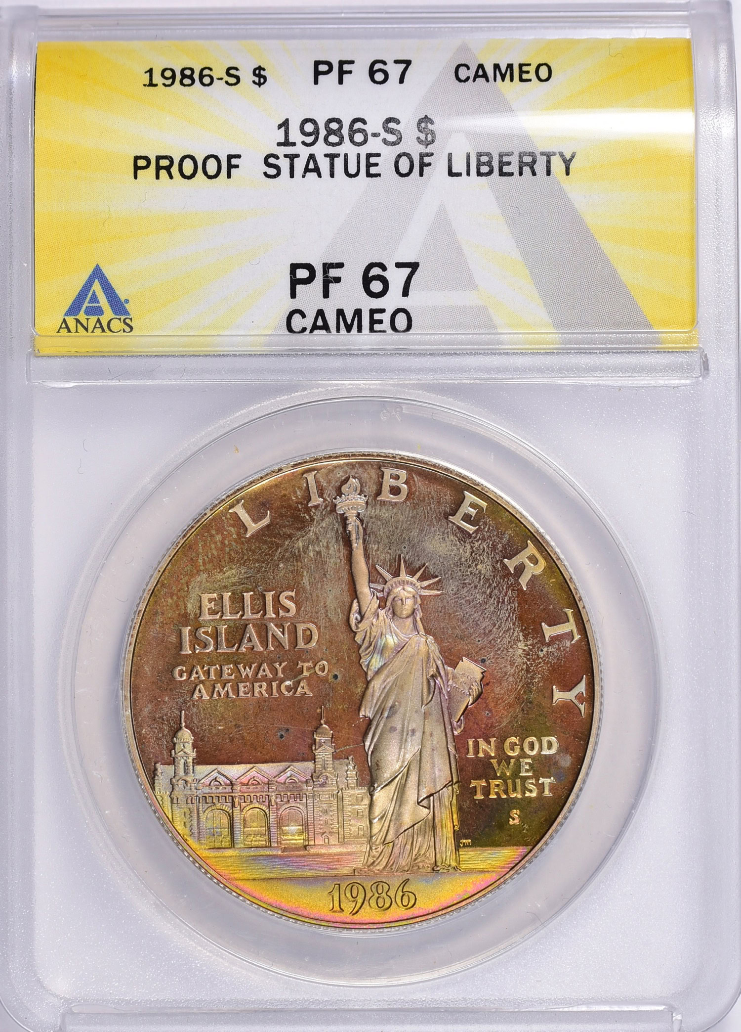 1986-S Statue of Liberty Centennial Silver Dollar ANACS Proof-67 CAMEO ...