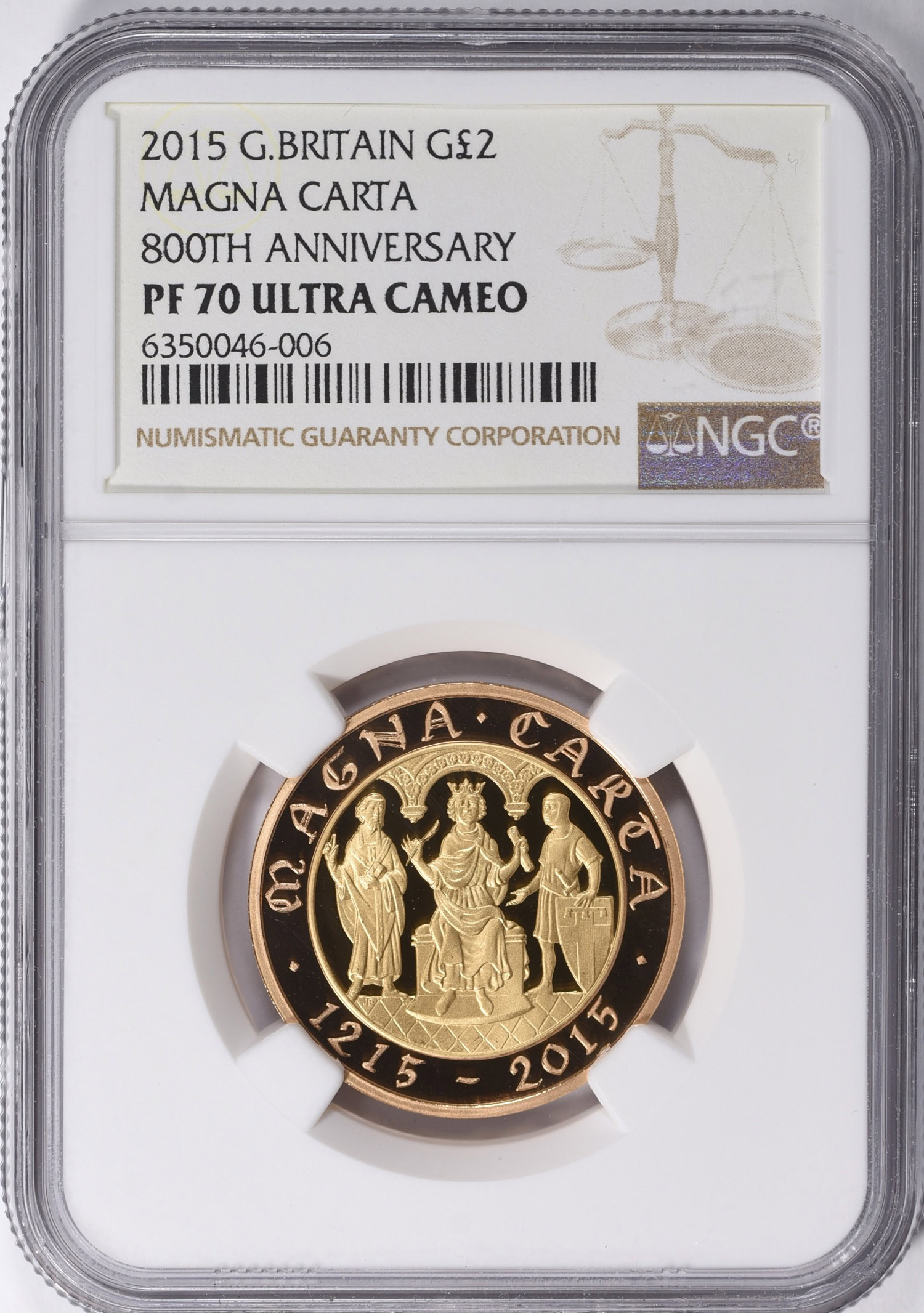 Great Britain 2015 Gold 2 Pounds Magna Carta 800th Anniversary NGC ...