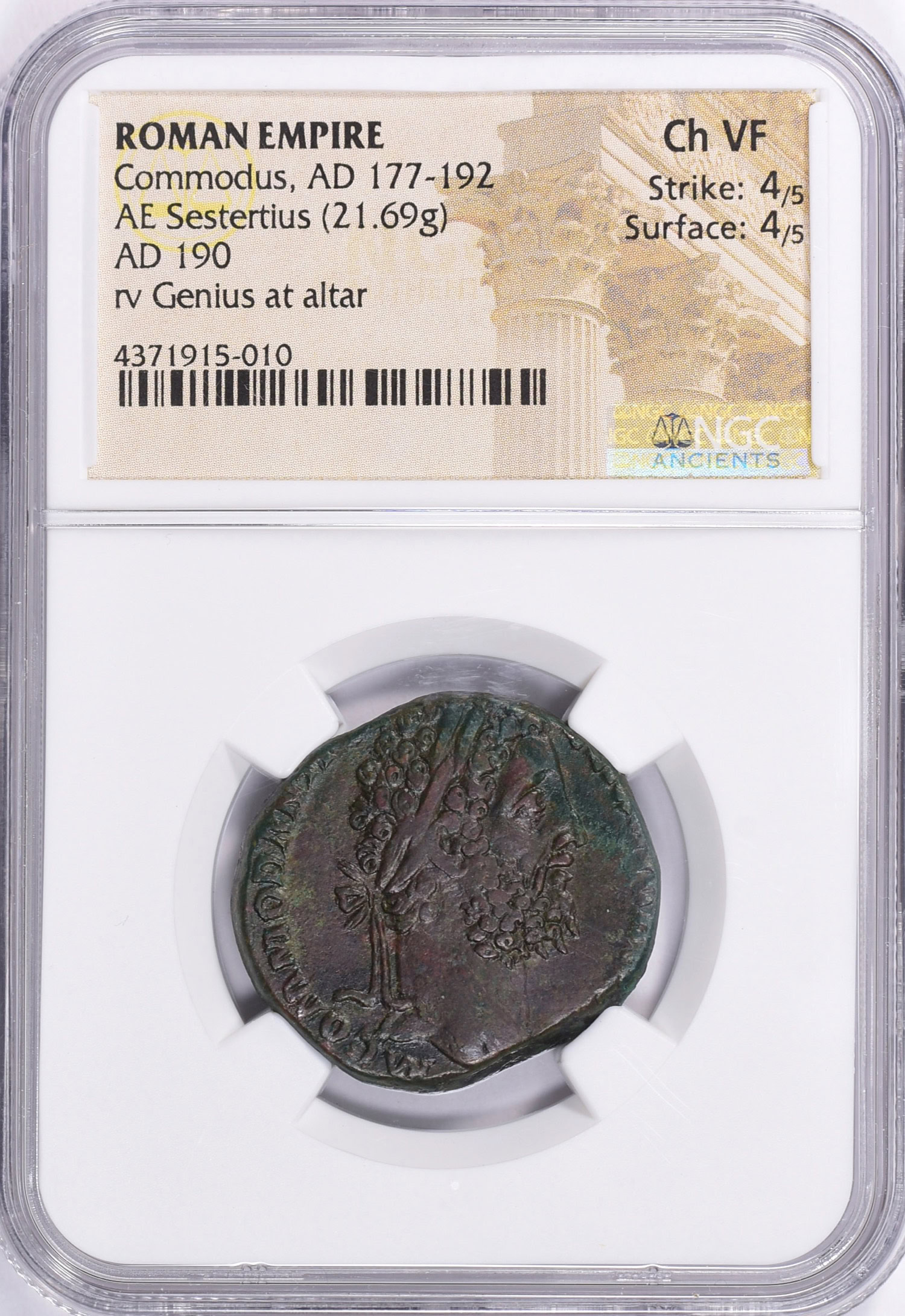 Ancient Roman Empire, Commodus (A.D. 177-192) A.D. 190 AE Sestertius ...