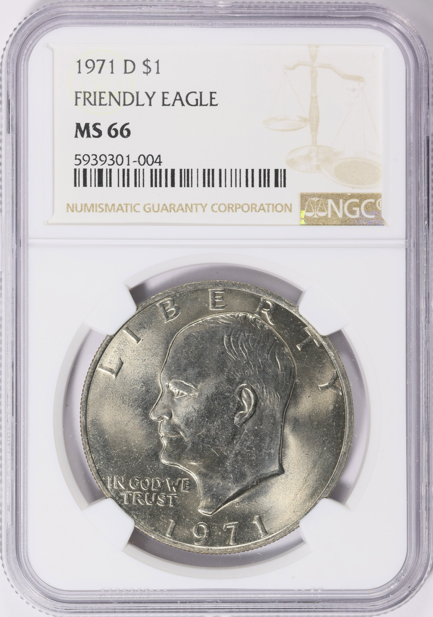 1971-D Eisenhower Dollar Friendly Eagle FS-901 NGC MS-66 (Item 1247436 ...