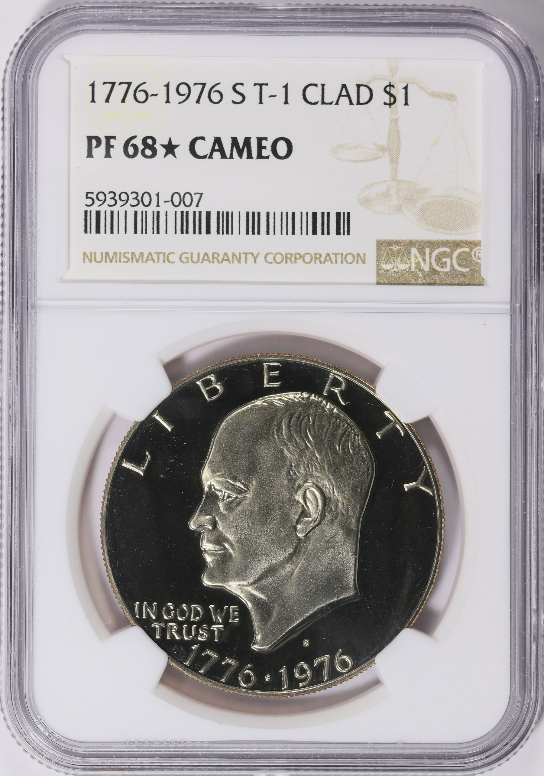 1976-S Eisenhower Dollar Clad Type 1 NGC Proof-68 ★ CAMEO (Item 1247439 ...