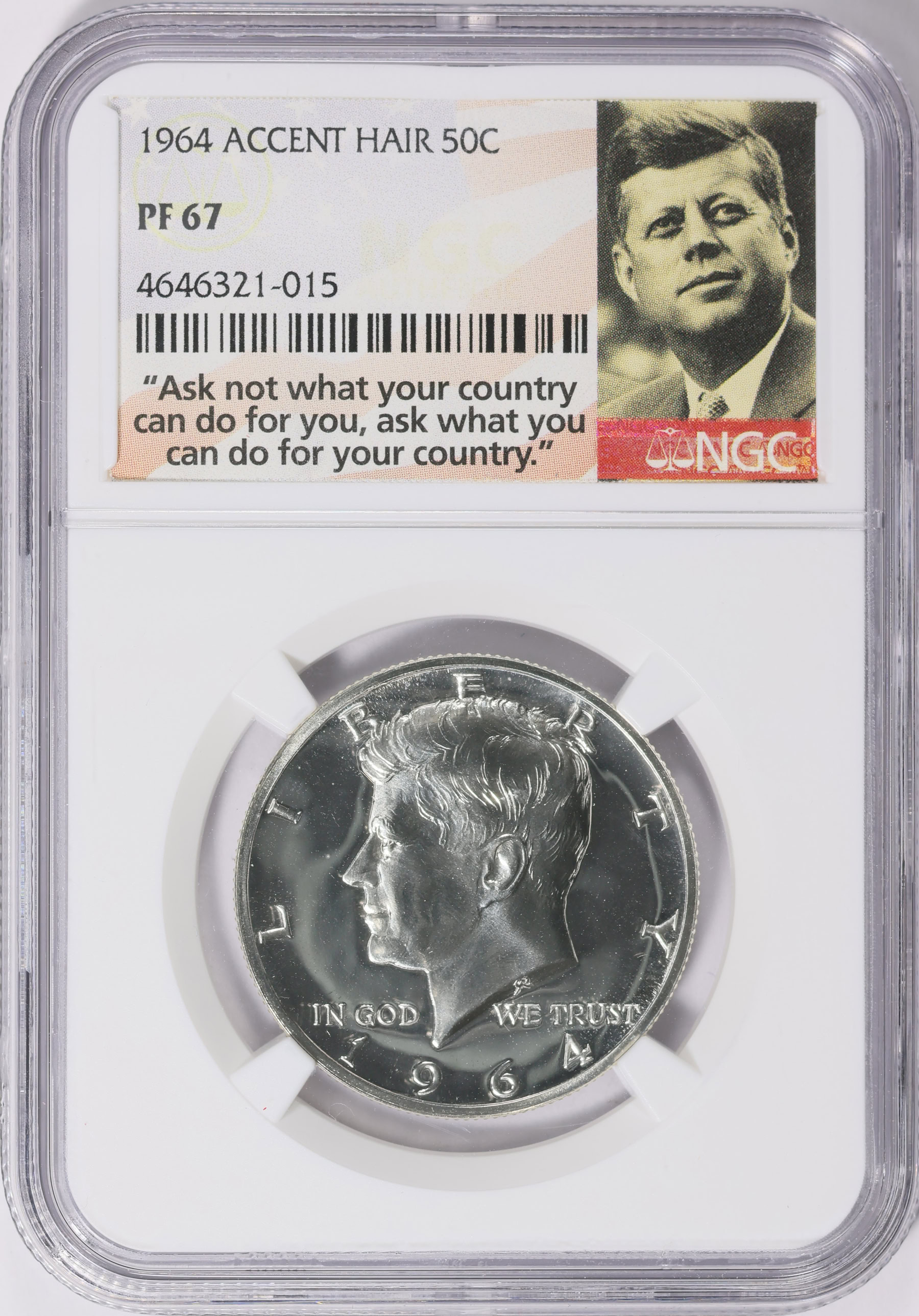 1964 Kennedy Half Dollar Accented Hair NGC Proof-67 (Item 1247538 ...