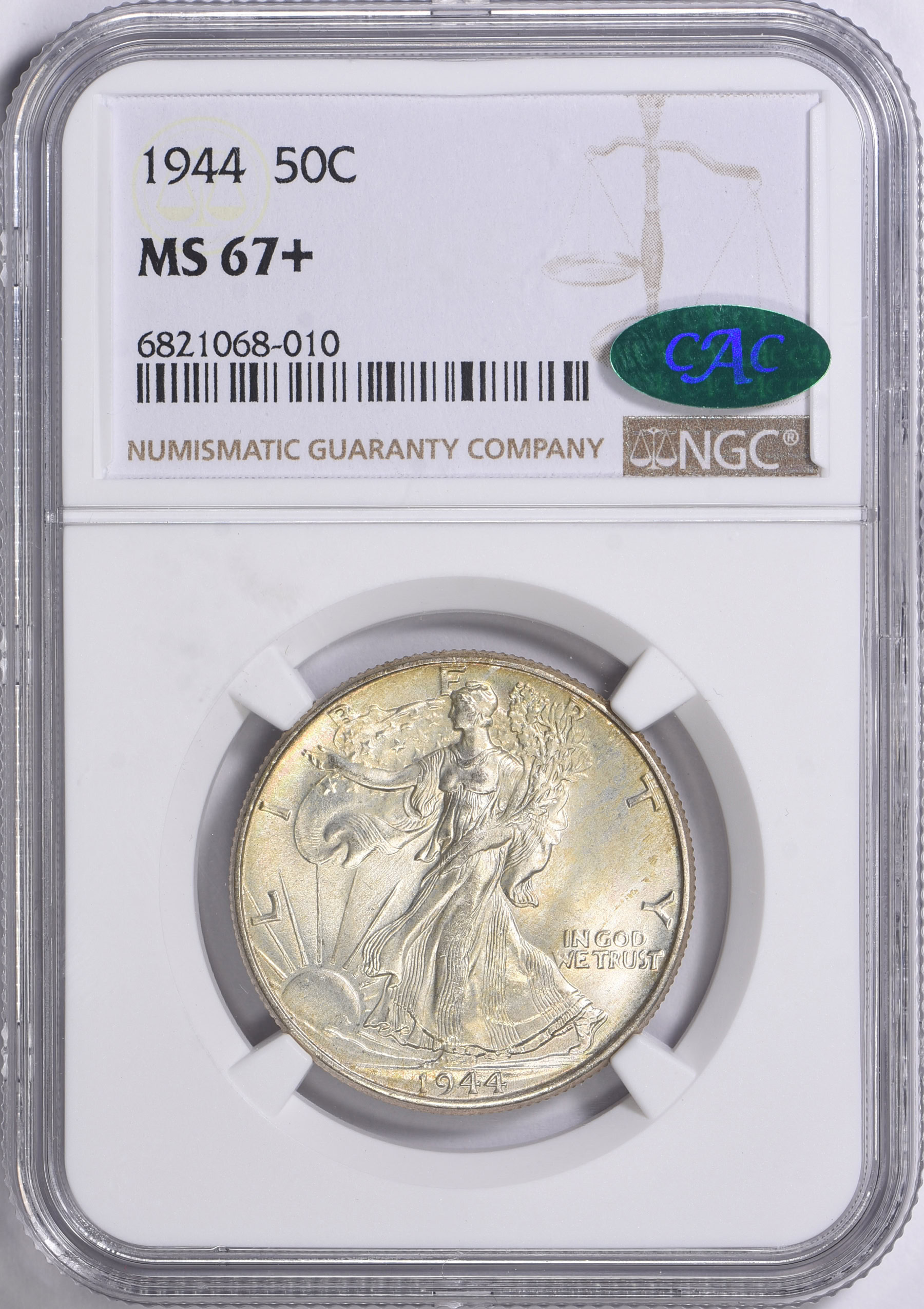 1944 Walking Liberty Half Dollar NGC MS-67+ (CAC Green) (Item 1248802) | GreatCollections Coin ...