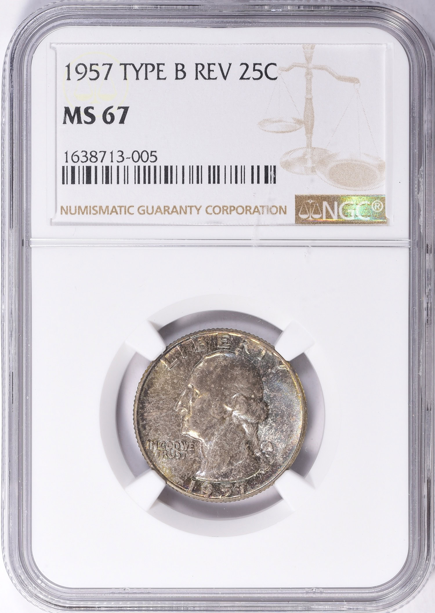 1957 Washington Quarter Type B Rev FS-901 NGC MS-67 (Toned) (Item 1254706) | GreatCollections ...