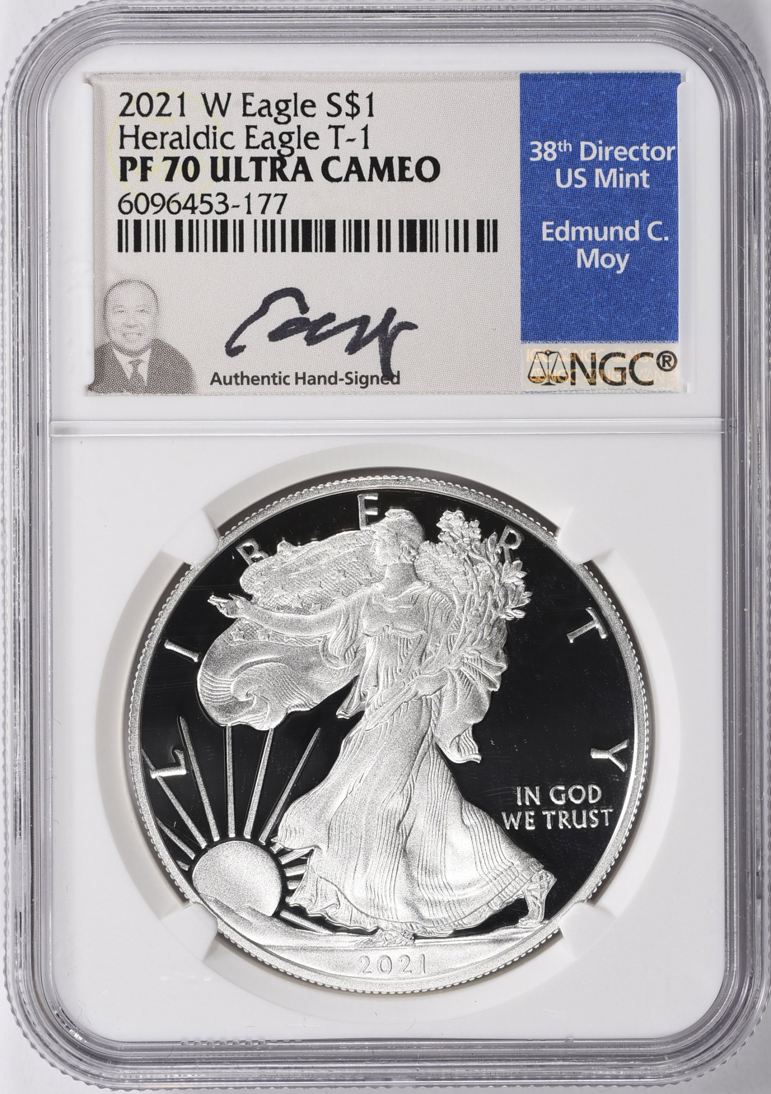 2021-W $1 Silver Eagle Type 1 NGC Proof-70 UC (Moy Signed Label) (Item 1256089 ...