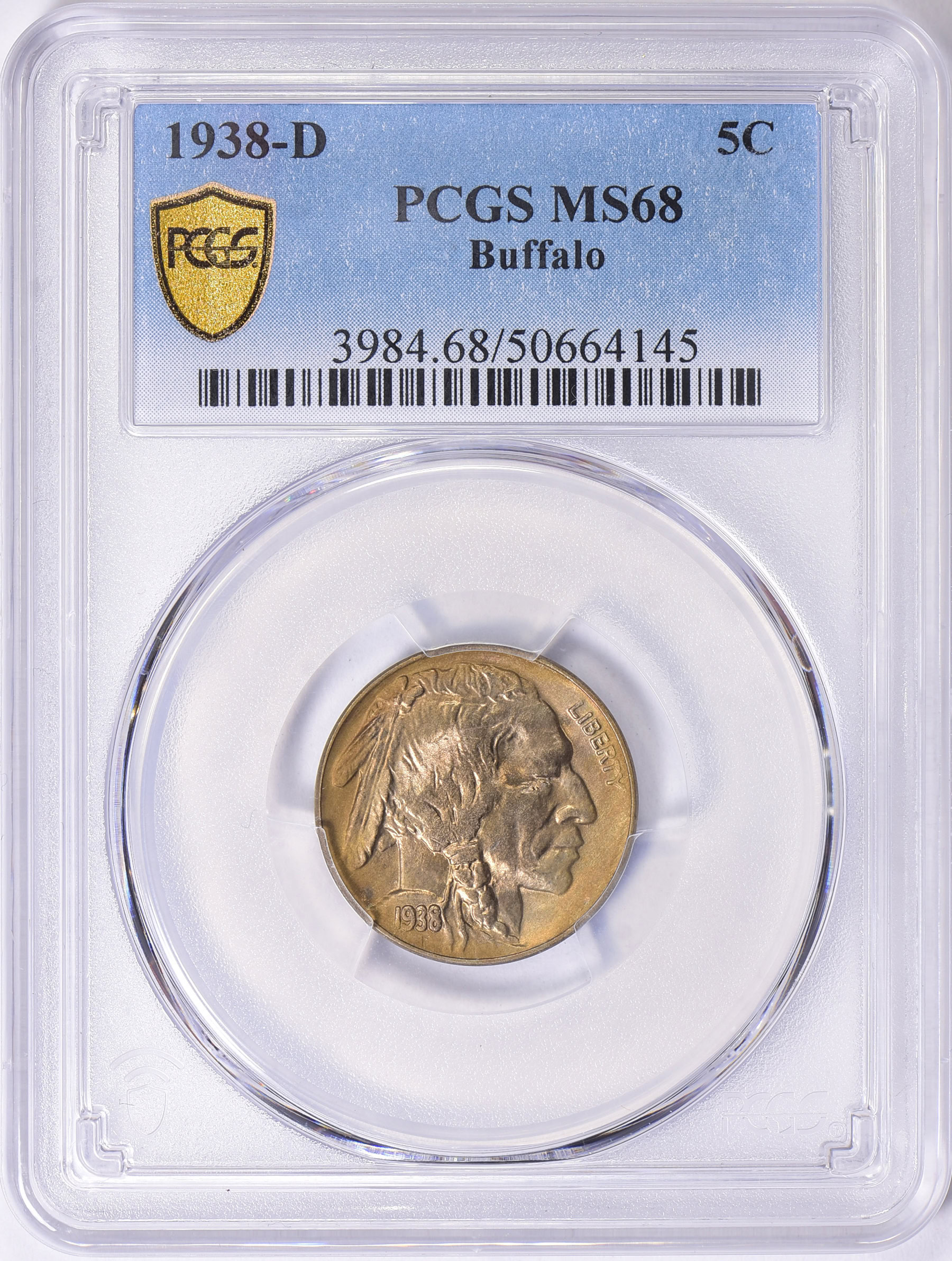 1938-D Buffalo Nickel PCGS MS-68 (Toned) (Item 1256203) | GreatCollections Coin Auctions