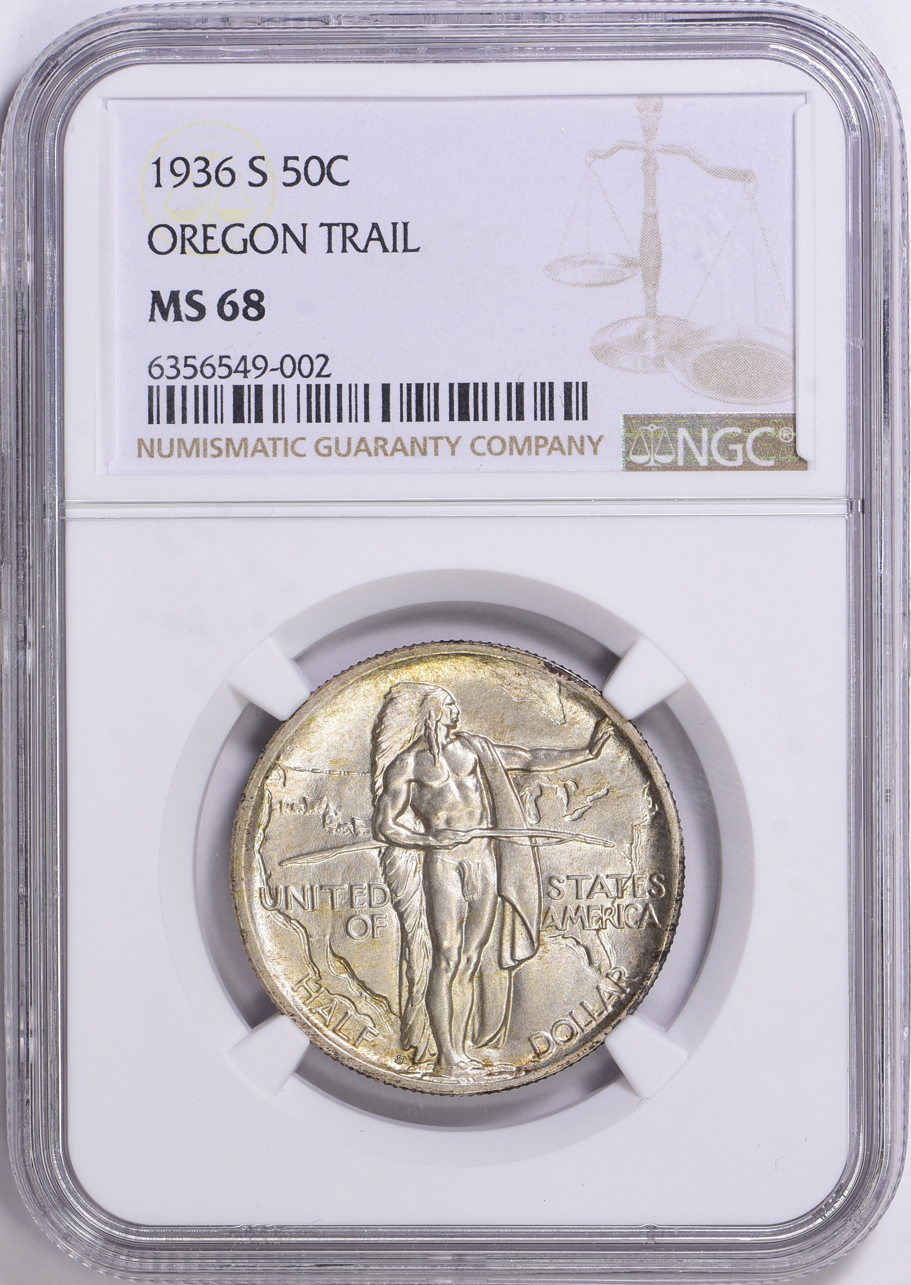 1936-S Oregon Trail Memorial Half Dollar NGC MS-68 (Toned) (Item 1256266) | GreatCollections ...