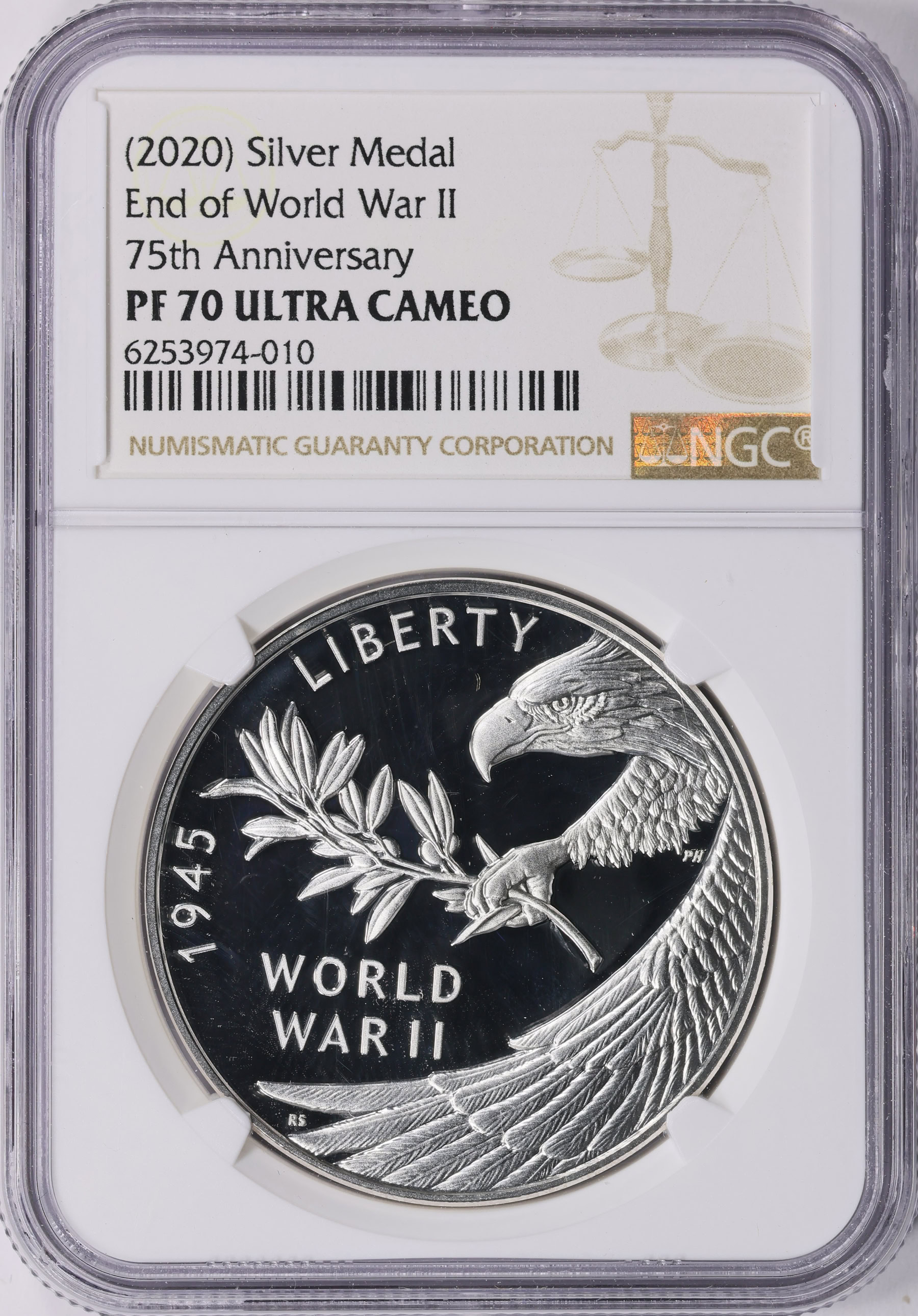 (2020) End of World War II 75th Anniversary Silver Medal NGC Proof-70 ...