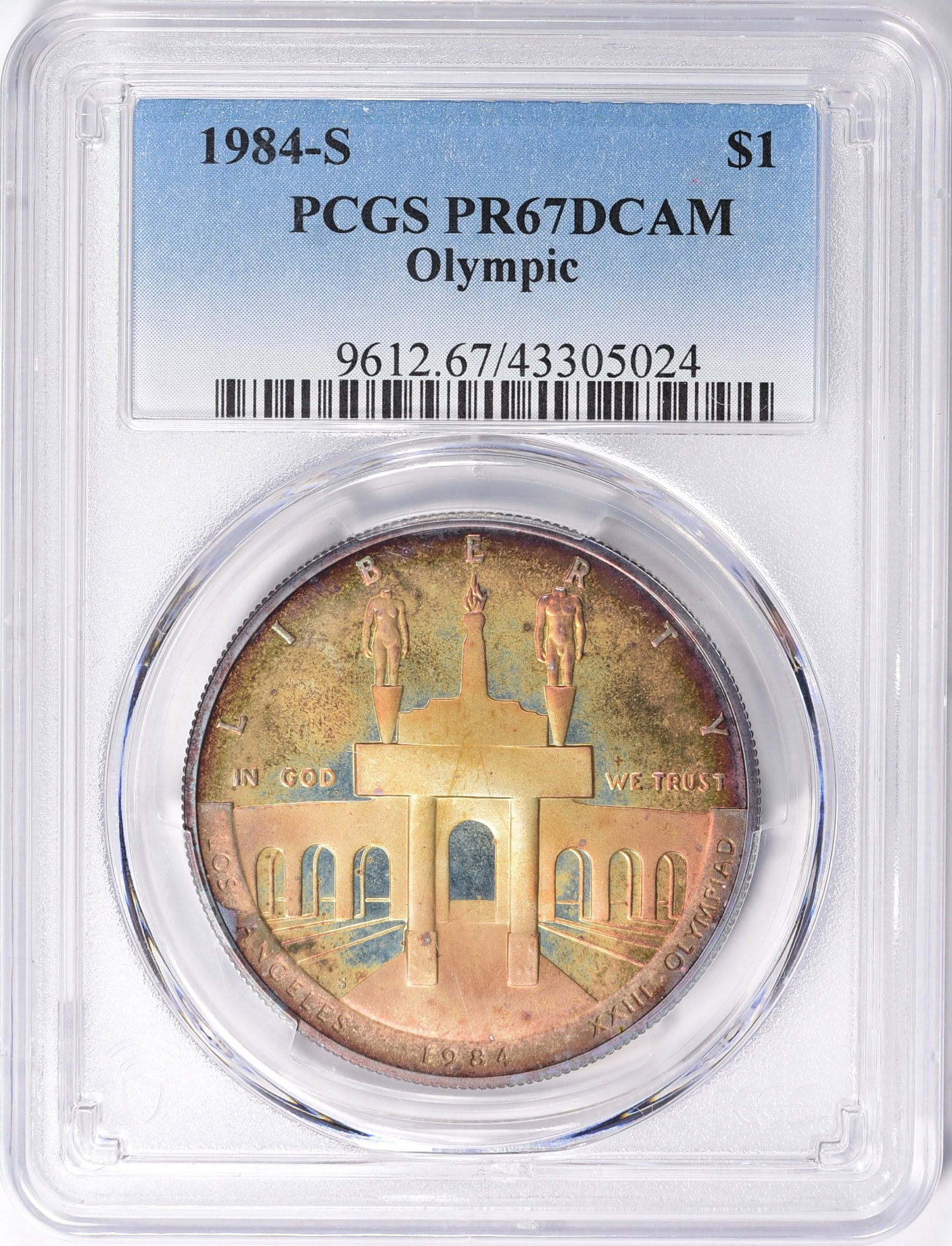 1984-S Los Angeles XXIII Olympiad Coliseum Silver Dollar PCGS Proof-67 ...