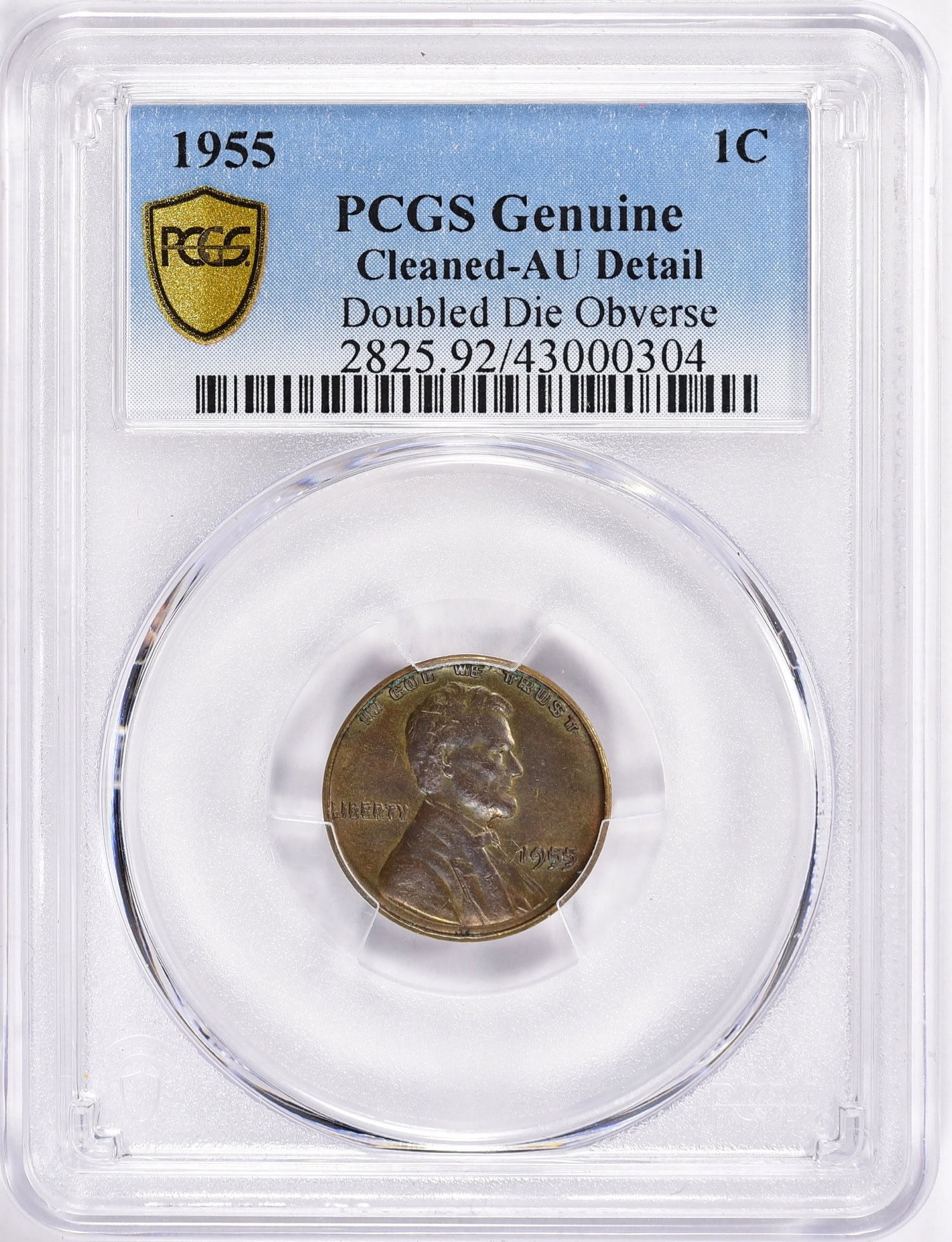 1955 Lincoln Cent Doubled Die Obverse PCGS Genuine AU Details (Item ...