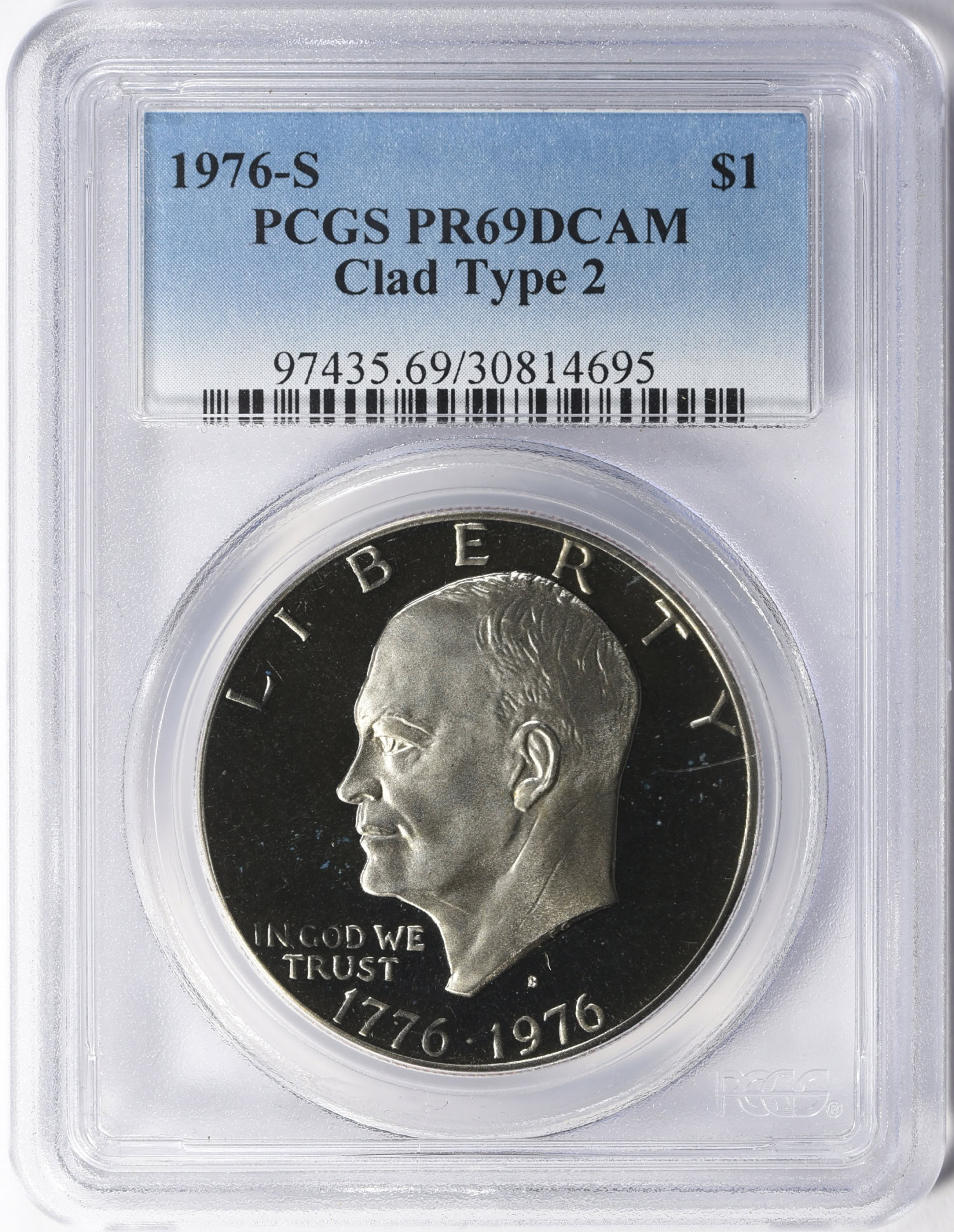 1976-S Eisenhower Dollar Clad Type 2 PCGS Proof-69 DCAM (Item 1257953) | GreatCollections Coin ...
