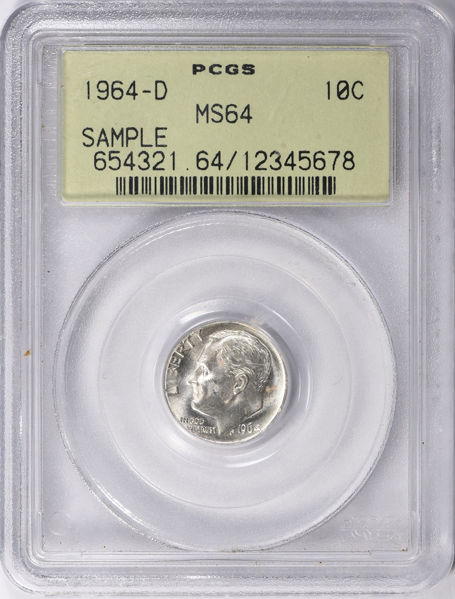 1964-D Roosevelt Dime PCGS MS-64 OGH (Sample Slab) (Item 1259254 ...
