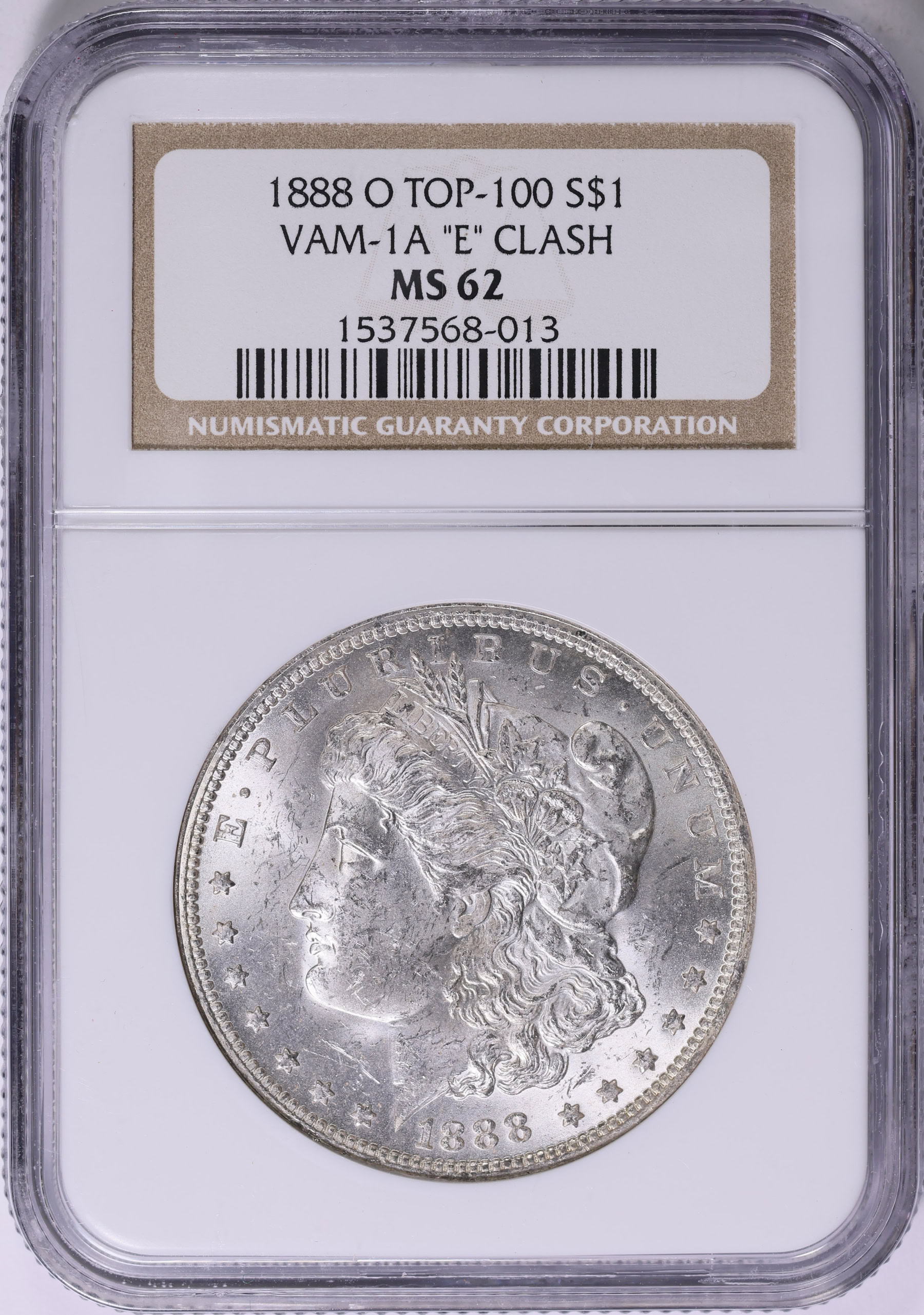 1888-O Morgan Silver Dollar VAM-1A E Clash Top 100 NGC MS-62 (Item 1259302) | GreatCollections ...