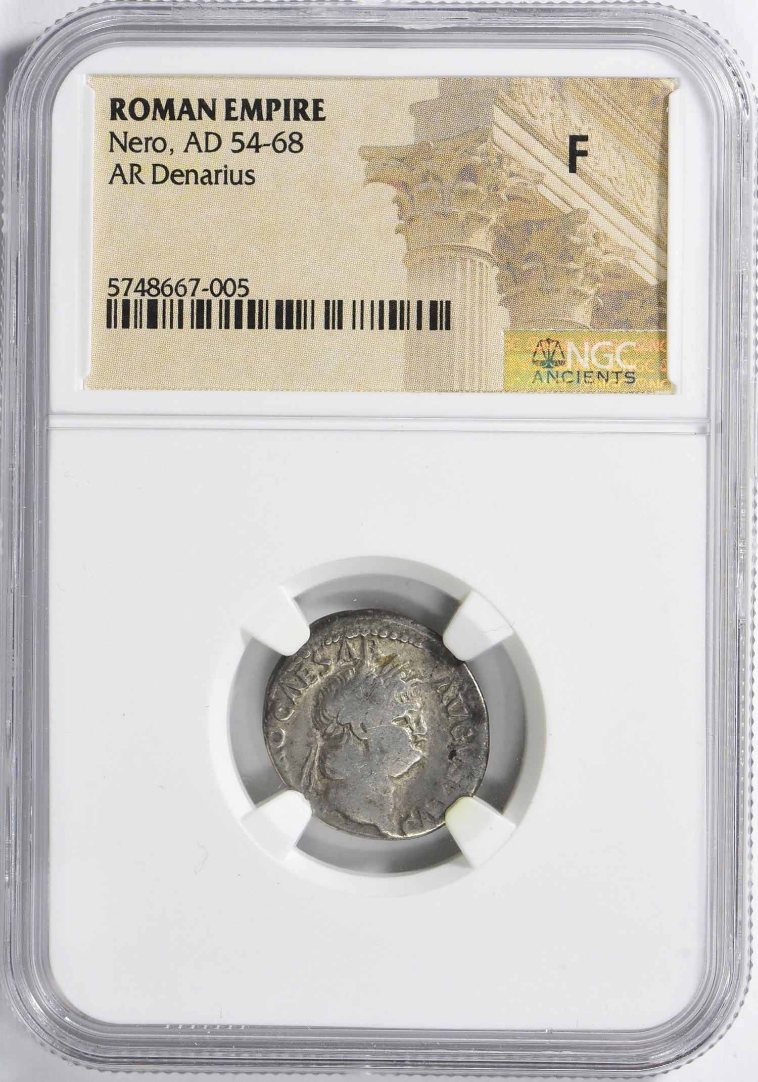 Ancient Roman Empire, Nero (A.D. 54-68) c.A.D. 64-65 AR Denarius Rome Mint NGC Fine | NGC Cert ...