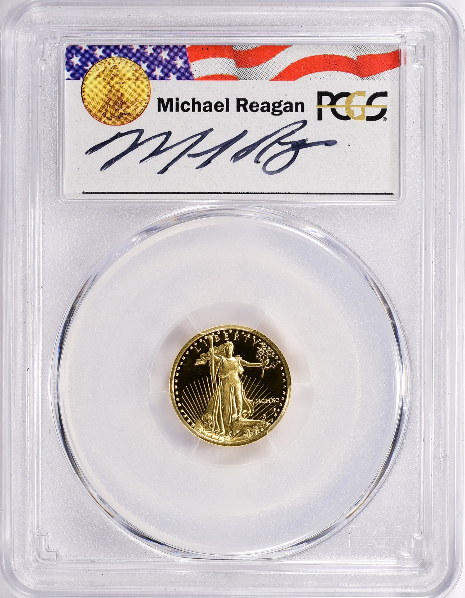 1990-P $5 Tenth-Ounce Gold American Eagle Regan Legacy Series PCGS ...