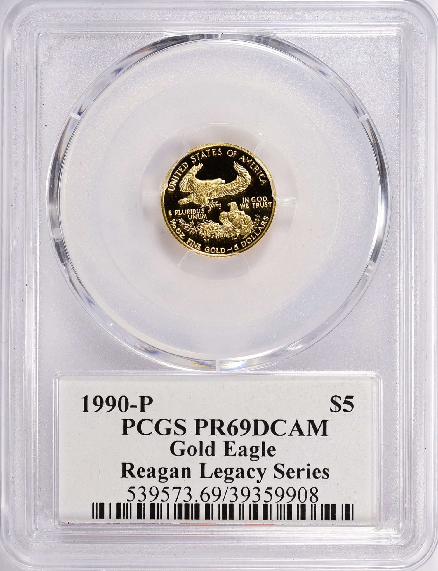 1990-P $5 Tenth-Ounce Gold American Eagle Regan Legacy Series PCGS ...