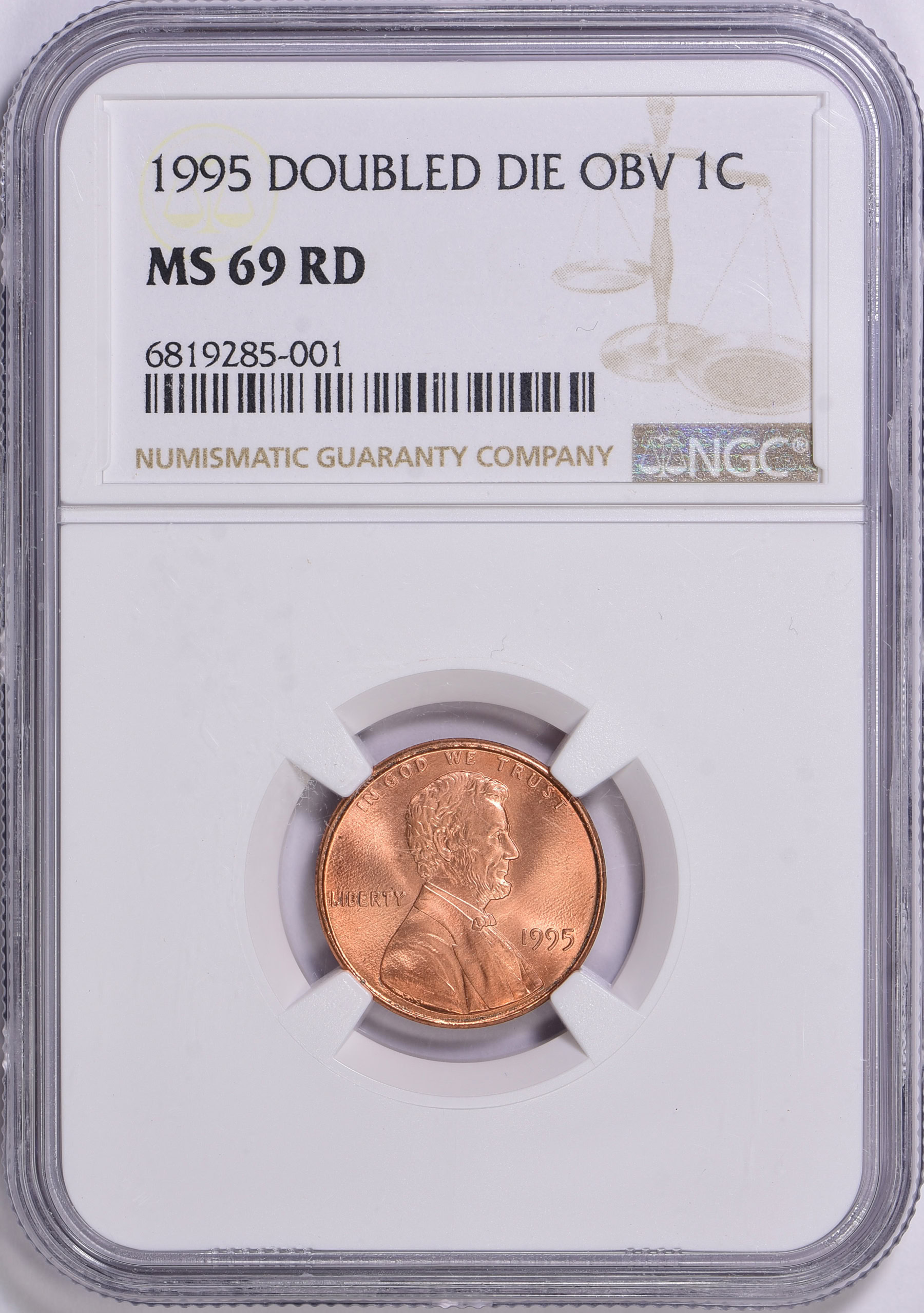 1995 Lincoln Cent Doubled Die Obverse NGC MS-69 RD (Item 1260375 ...