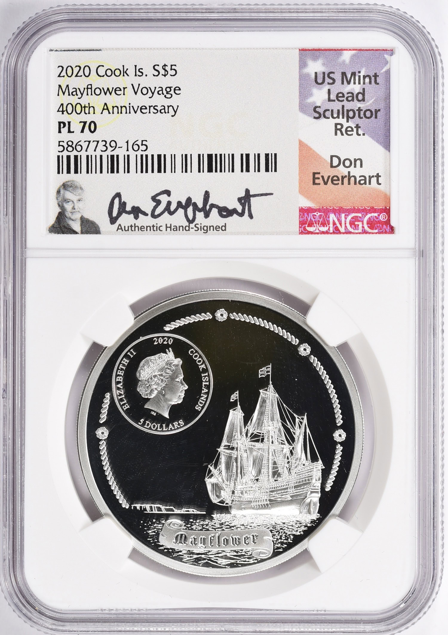 Cook Islands 2020 $5 Silver Mayflower Voyage 400th Anniversary NGC PL ...