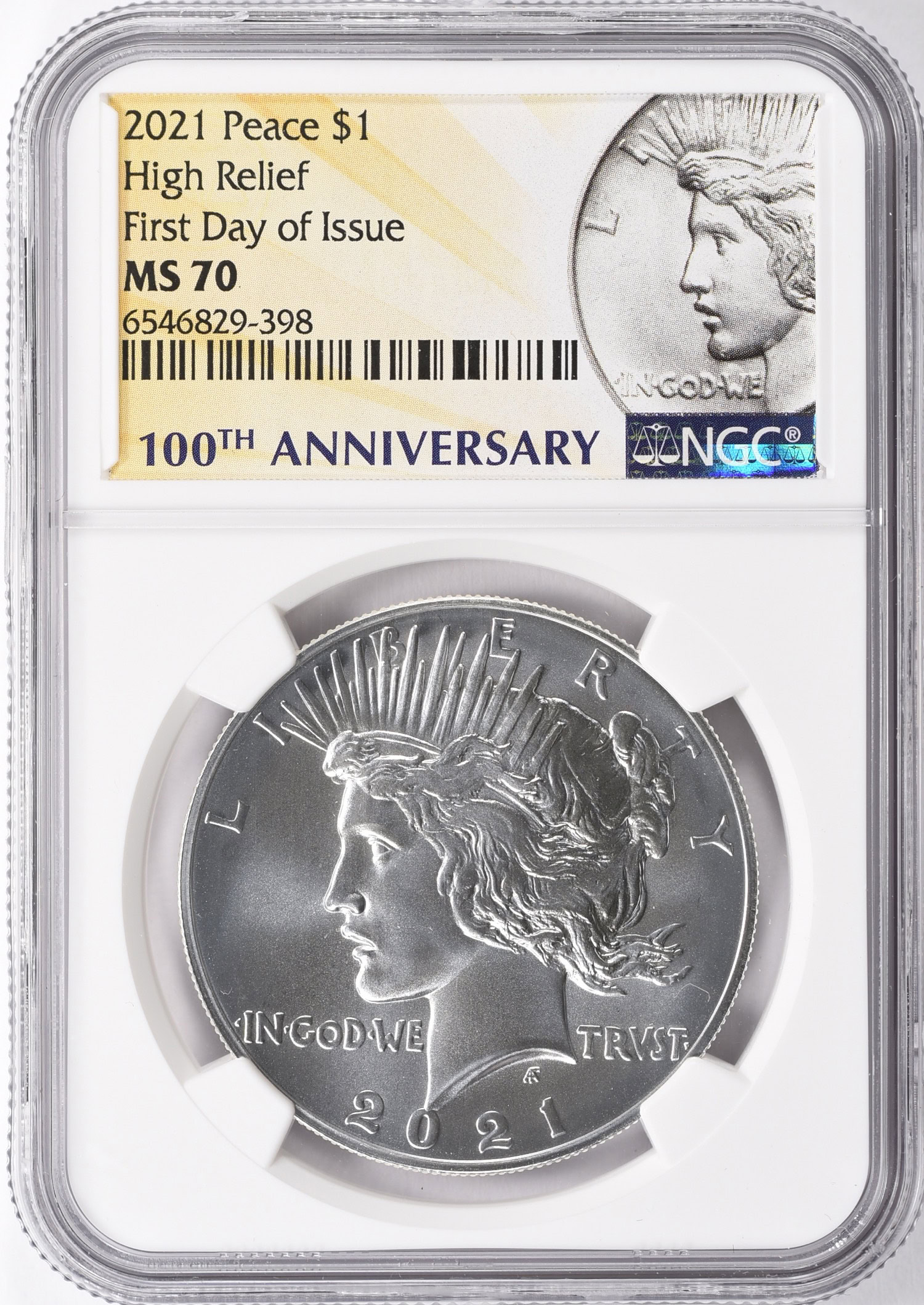 2021 Peace Silver Dollar 100th Anniversary First Day of Issue NGC MS-70 ...