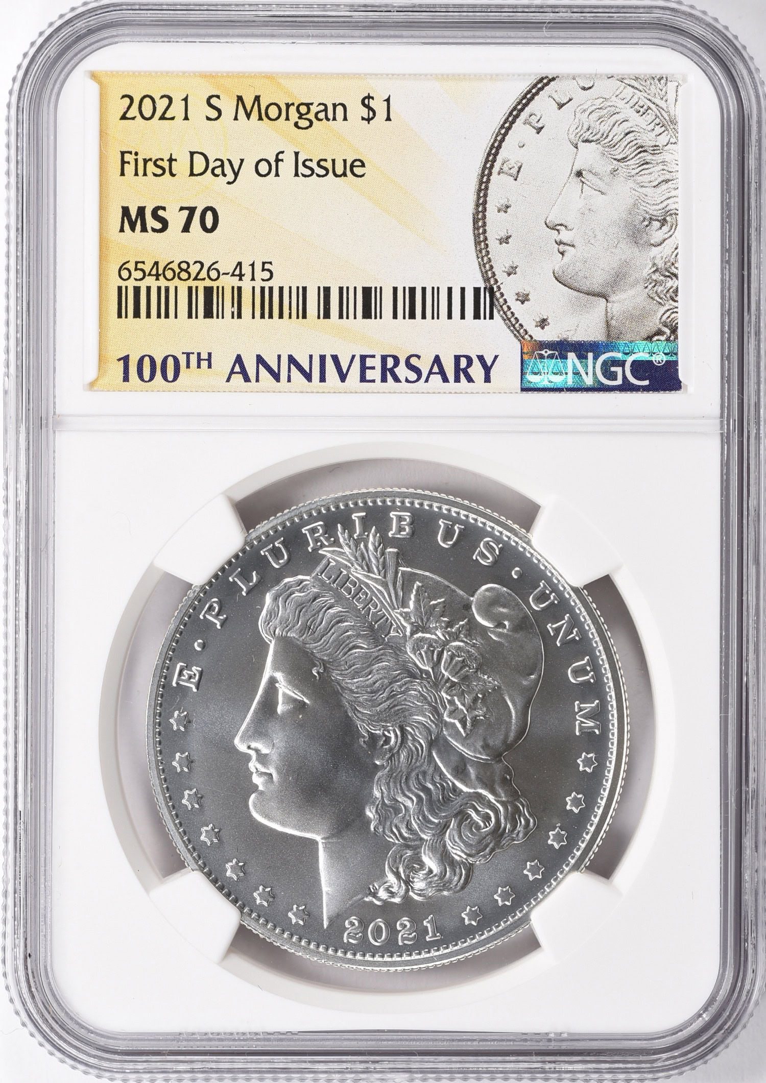 2021-S Morgan Silver Dollar 100th Anniversary First Day of Issue NGC MS ...