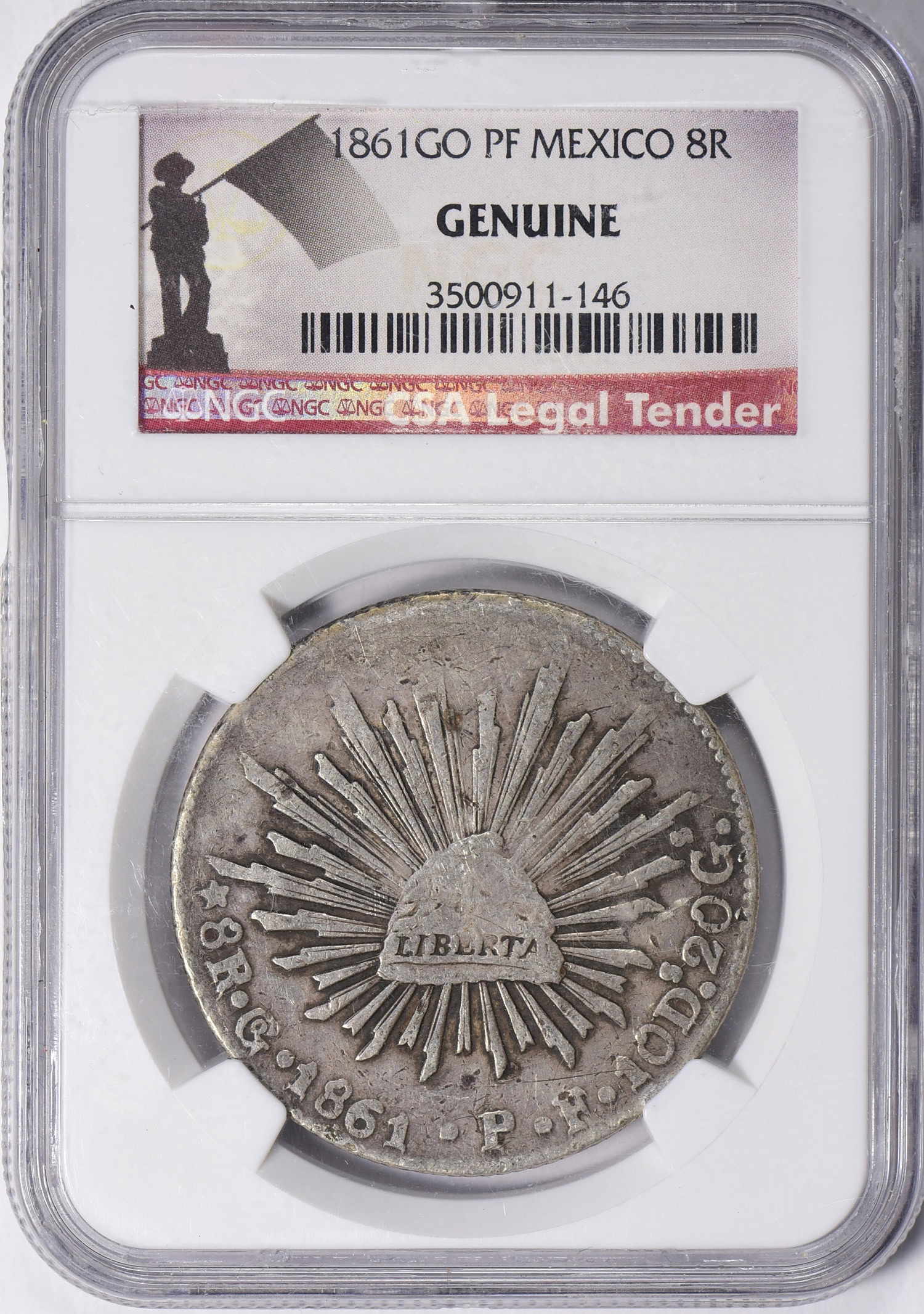 Mexico 1861-Go PF Silver 8 Reales KM-377.8 NGC Genuine | NGC Cert ...