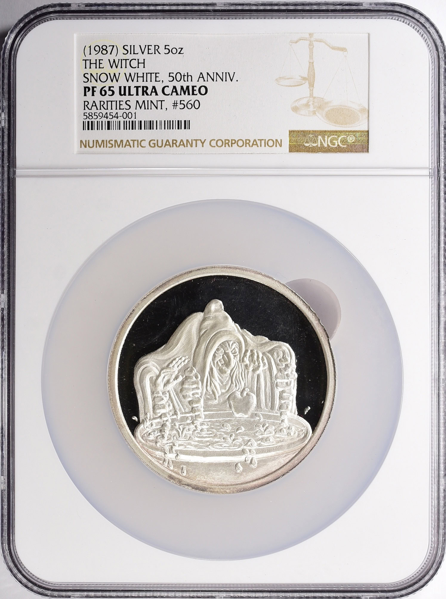 ND (1987) Silver 5 oz. Snow White 50th Anniversary The Witch Private ...