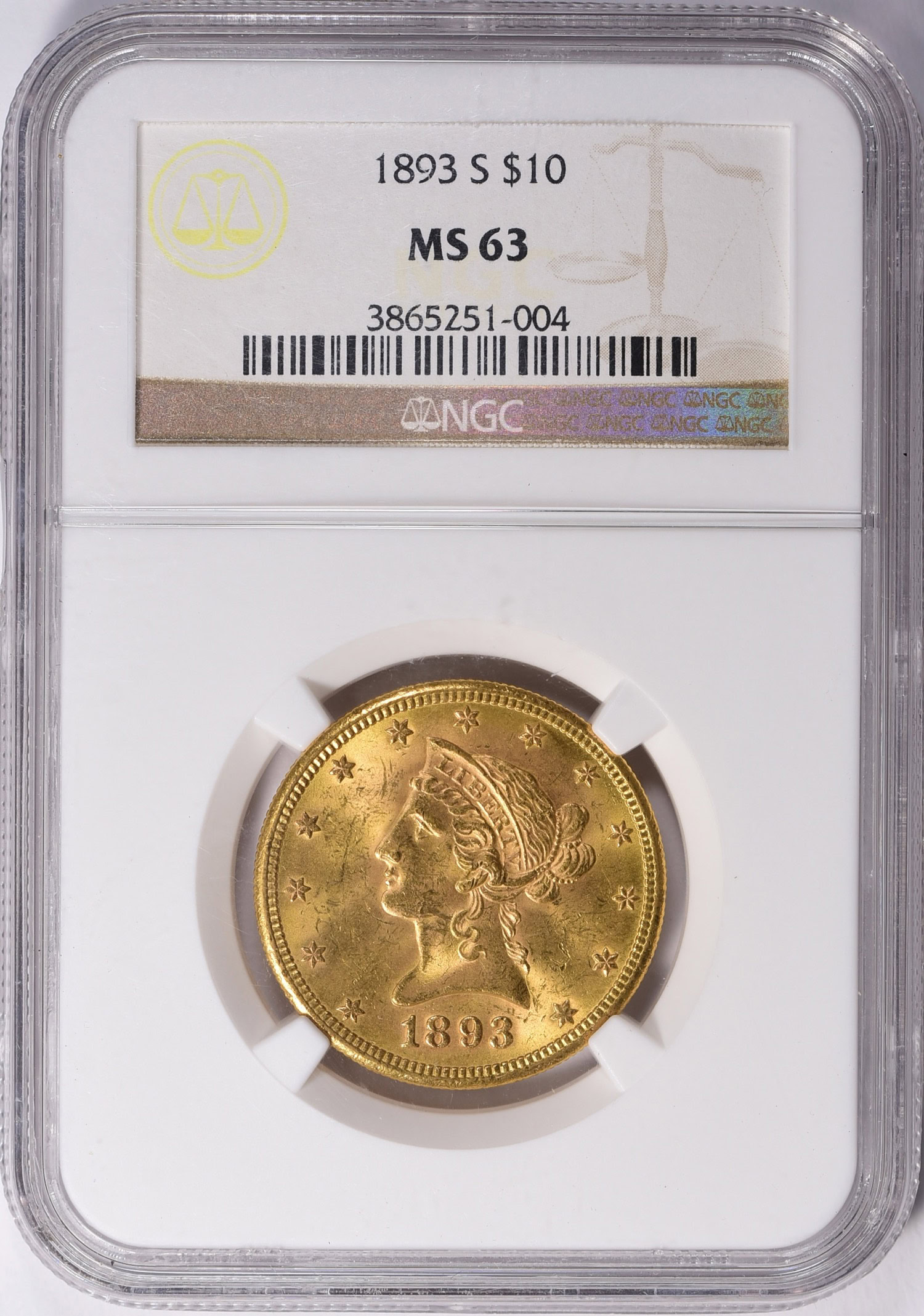 1893-S Liberty Gold Eagle NGC MS-63 (Item 1263683) | GreatCollections Coin Auctions