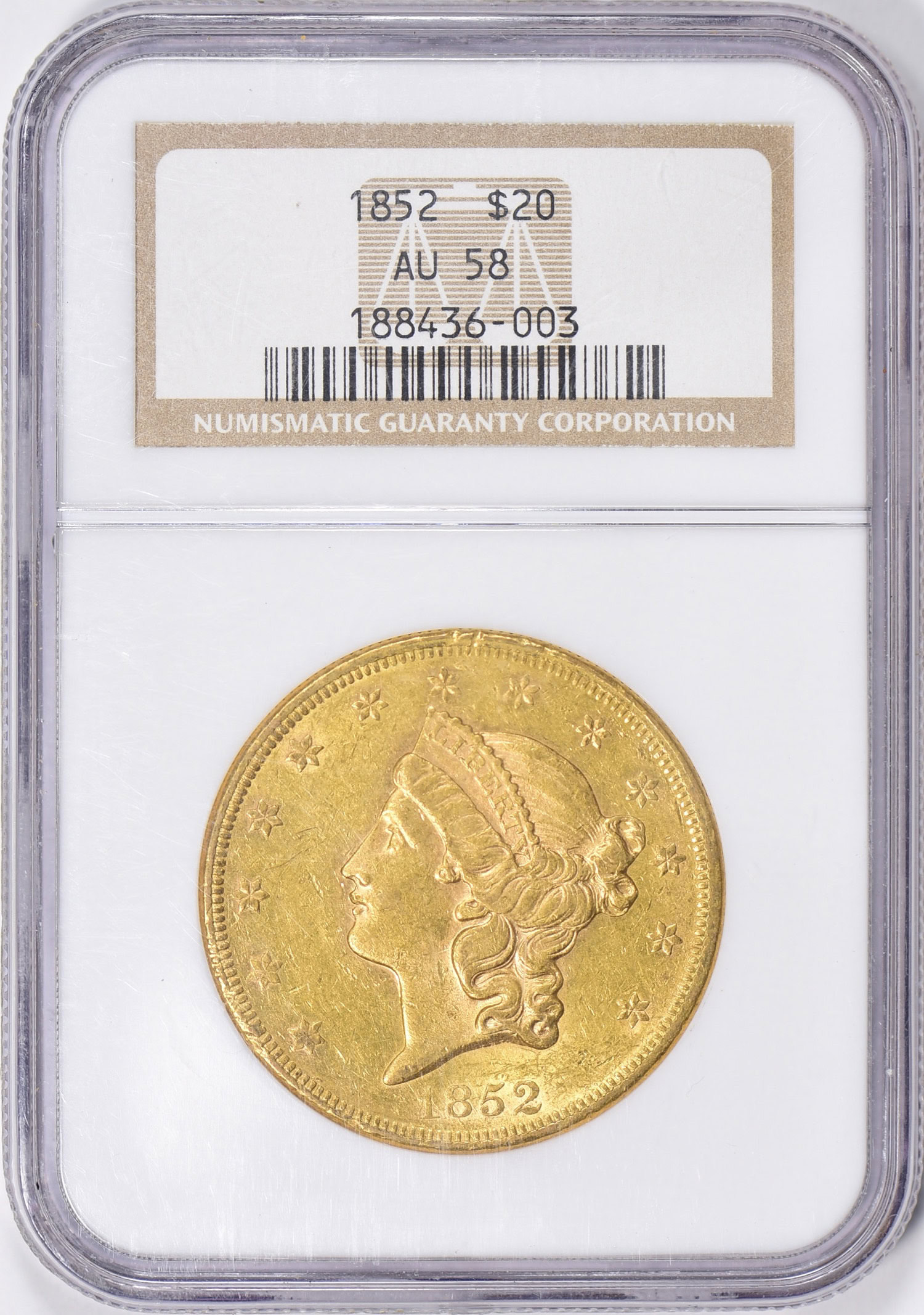 1852 Liberty Gold Double Eagle NGC AU-58 (Item 1263684) | GreatCollections Coin Auctions