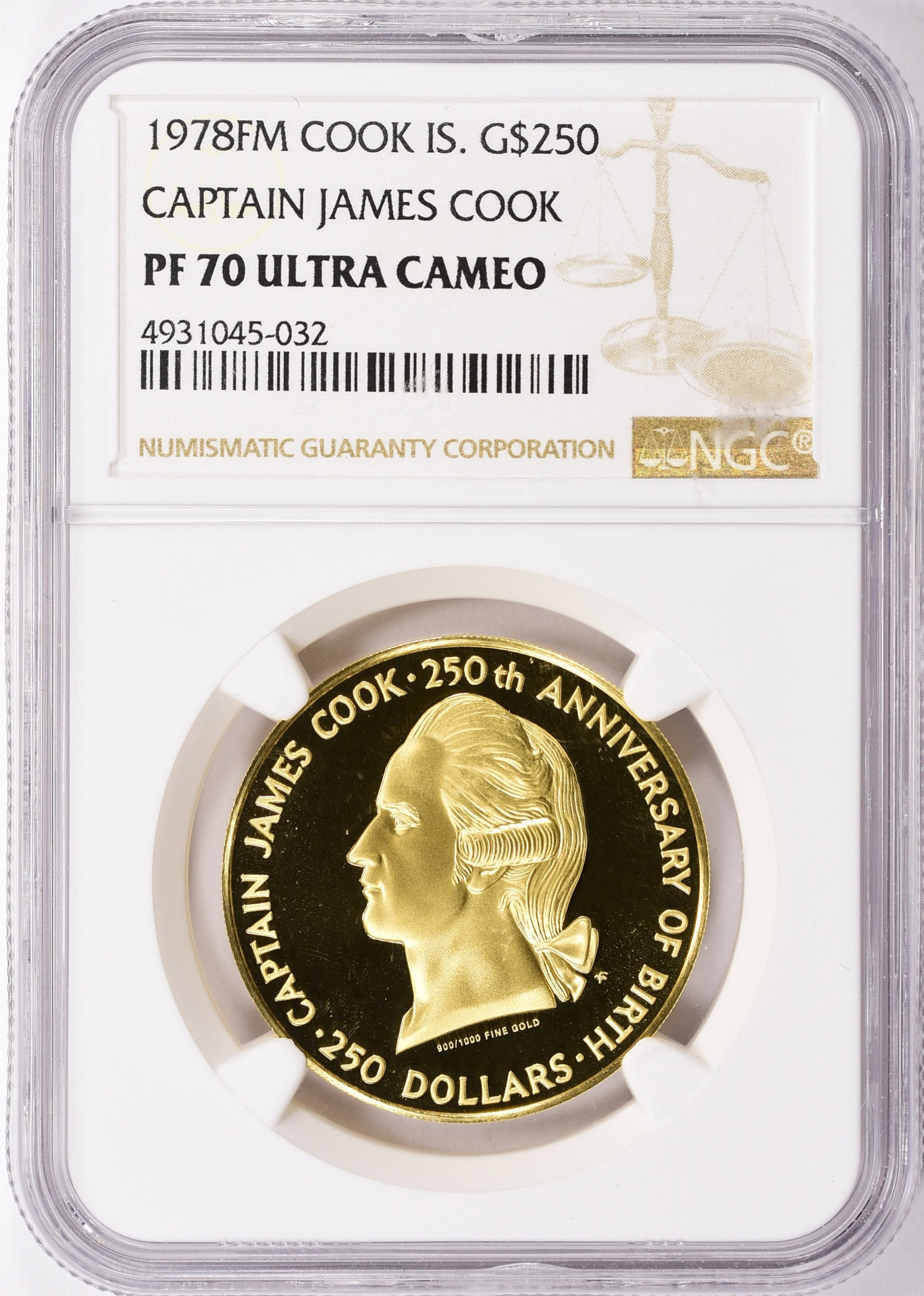 Cook Islands 1978-FM Gold $250 250th Anniversary of the Birth of ...