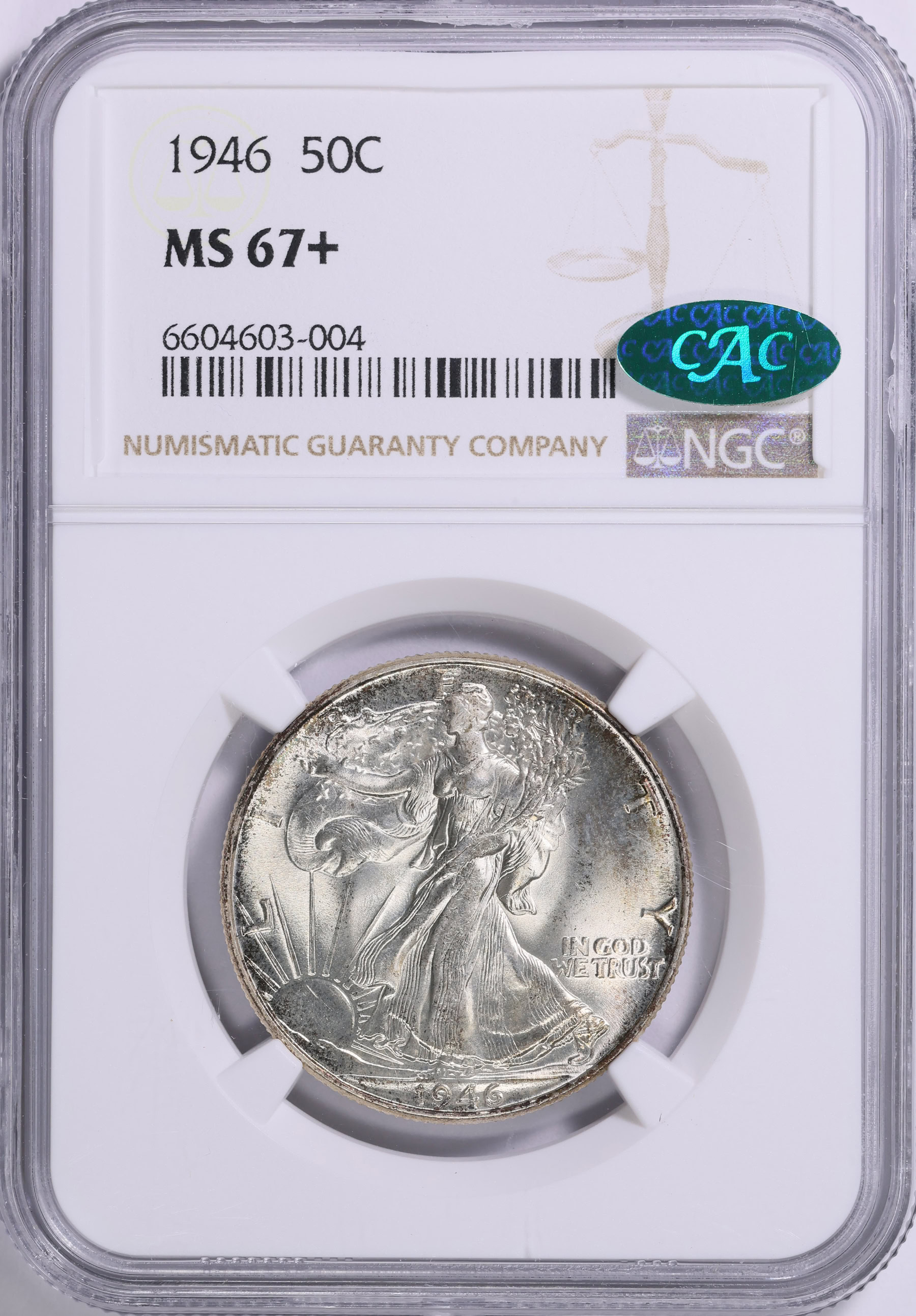 1946 Walking Liberty Half Dollar NGC MS-67+ (CAC Green) (Toned) (Item 1265264 ...