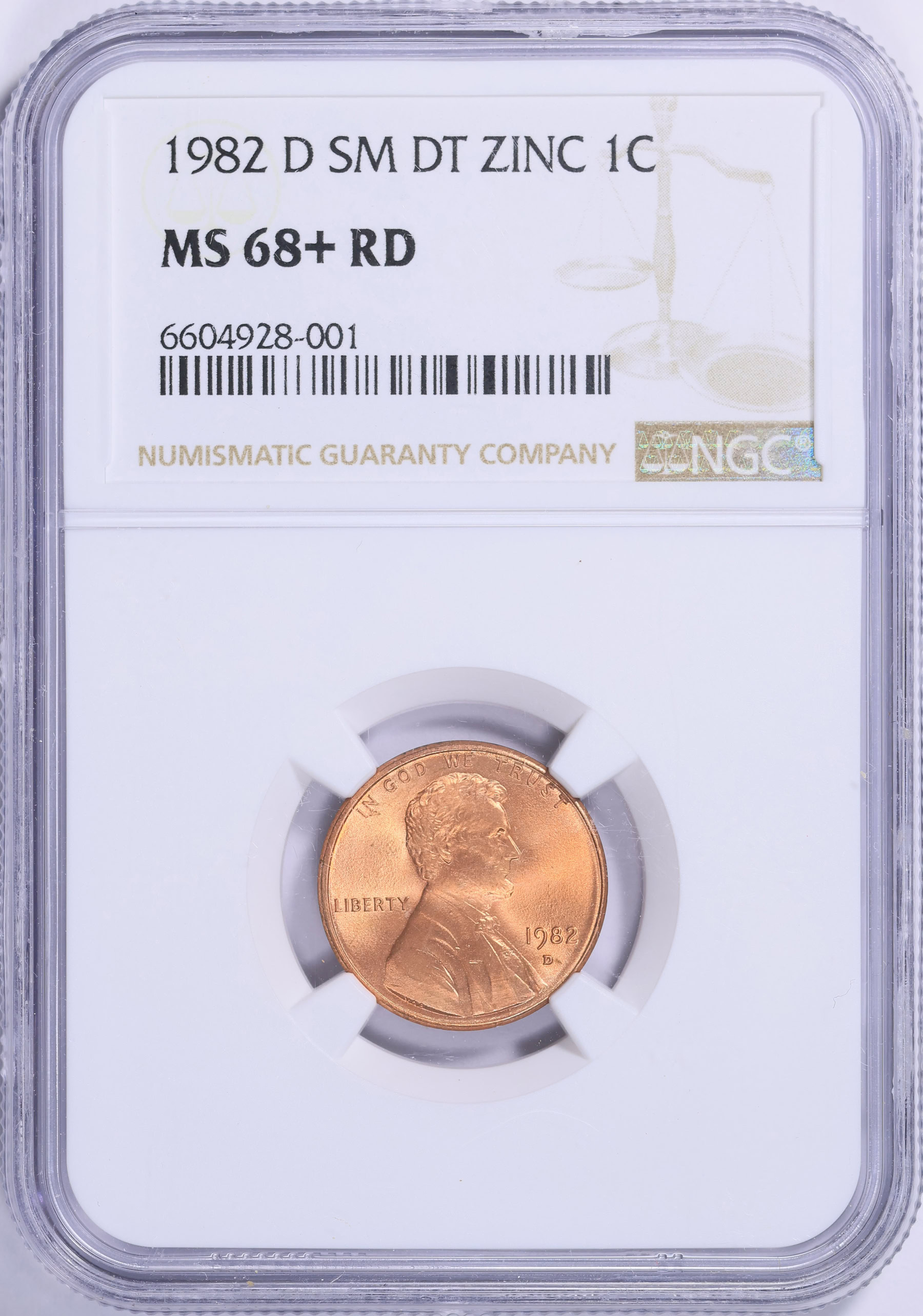 1982-D Lincoln Cent Zinc Small Date NGC MS-68+ RD (Item 1265290 ...