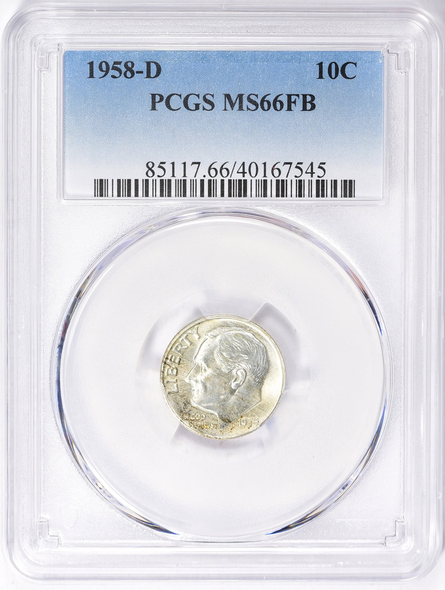 1958-D Roosevelt Dime PCGS MS-66 FB (Item 1266137) | GreatCollections ...