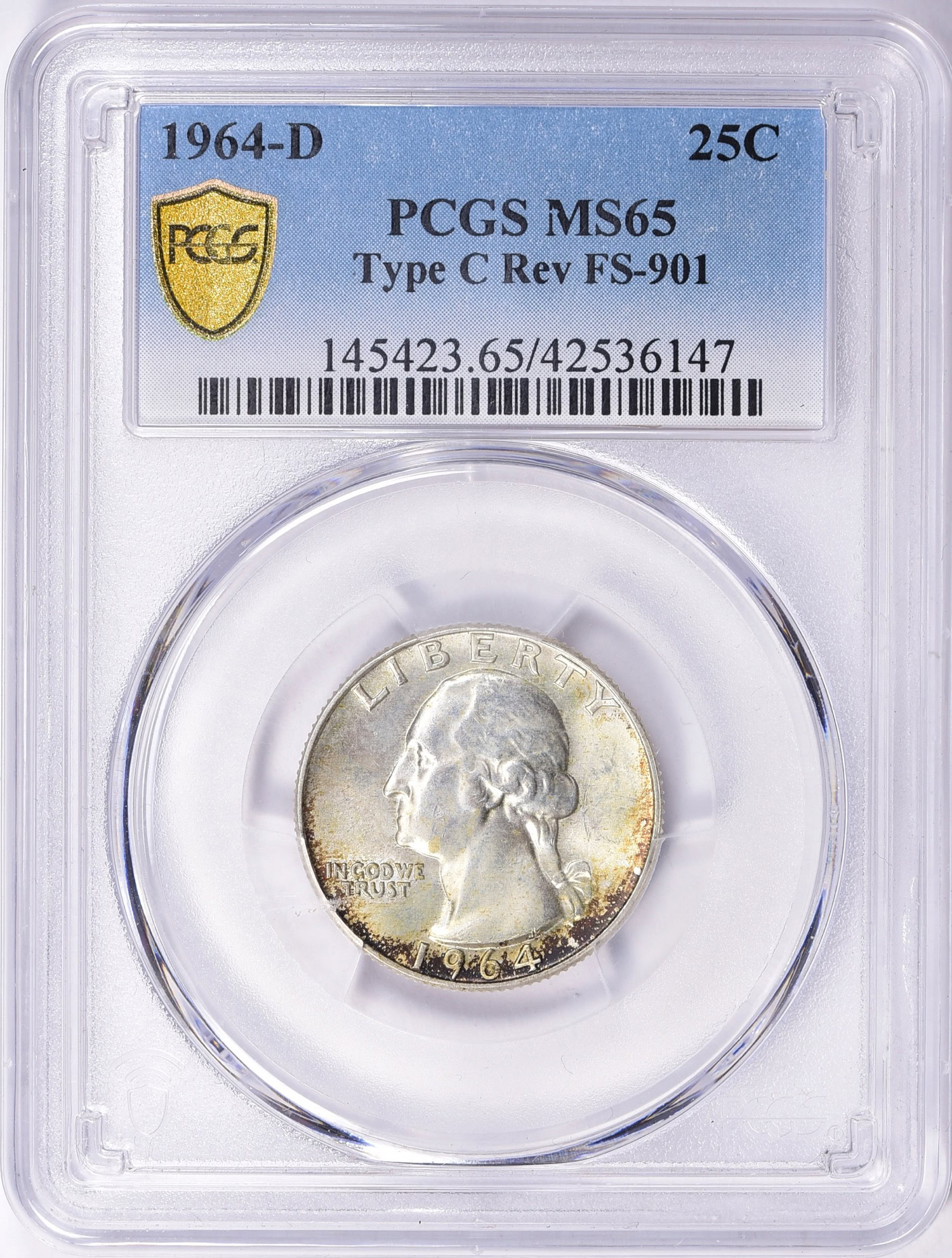 1964-D Washington Quarter Type C Rev FS-901 PCGS MS-65 (Toned) (Item 1266338) | GreatCollections ...