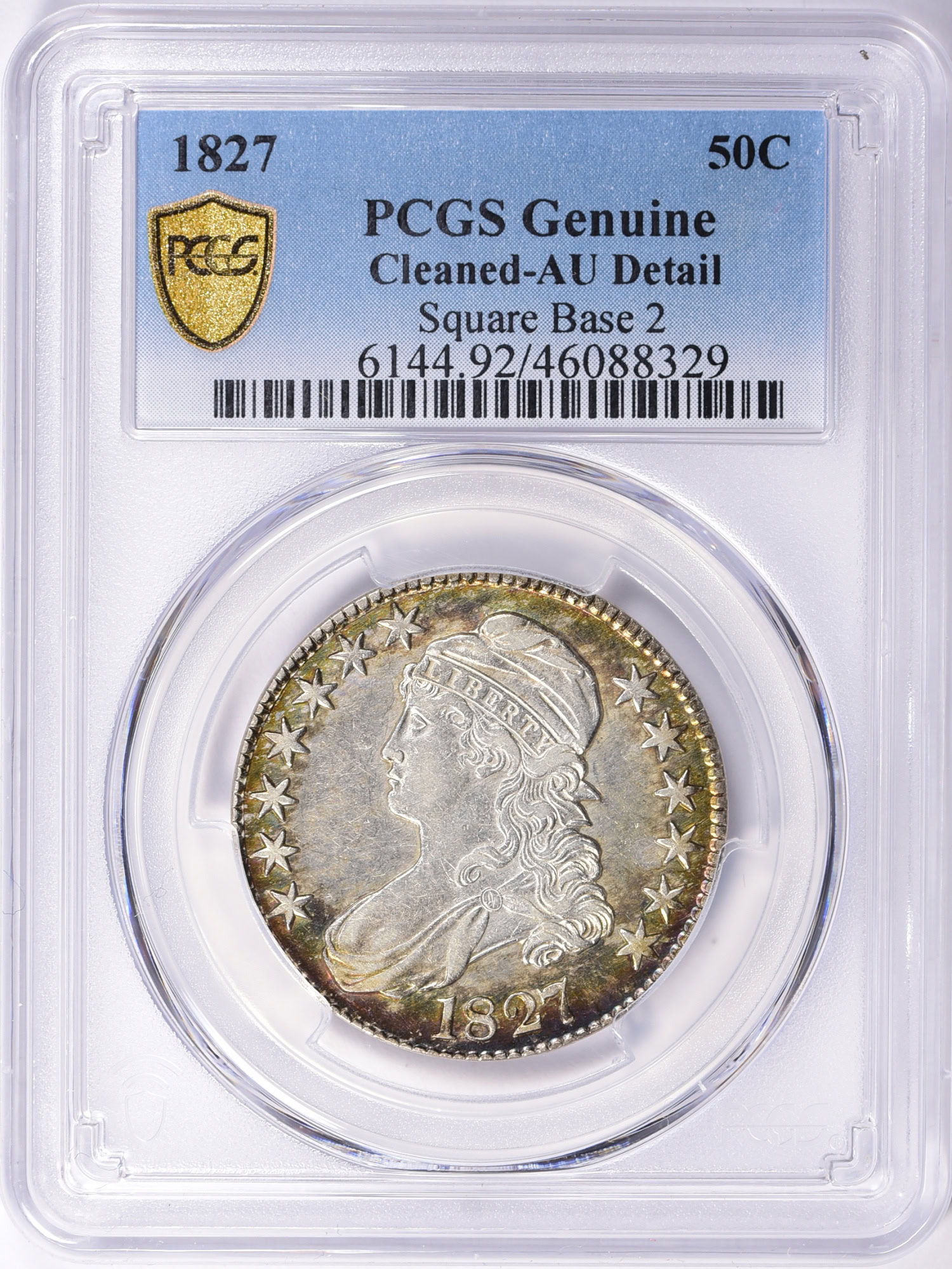1827 Capped Bust Half Dollar Square Base 2 PCGS Genuine AU Details ...