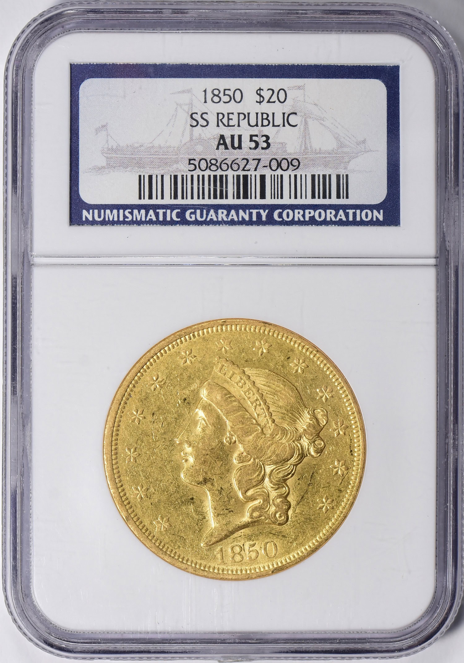 1850 Liberty Gold Double Eagle S.S. Republic Shipwreck NGC AU-53 (Item 1271492 ...