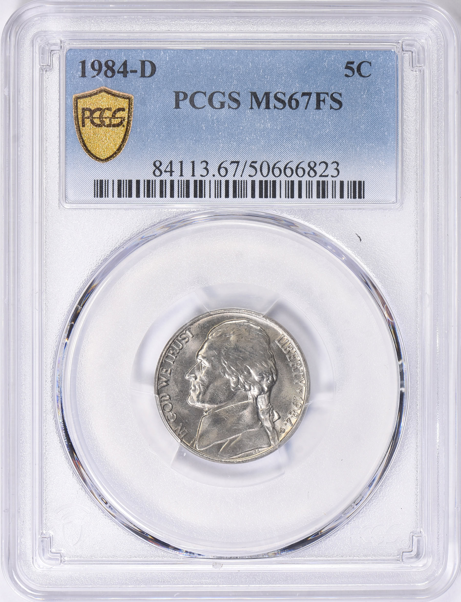 1984-D Jefferson Nickel PCGS MS-67 FS (Item 1272336) | GreatCollections ...