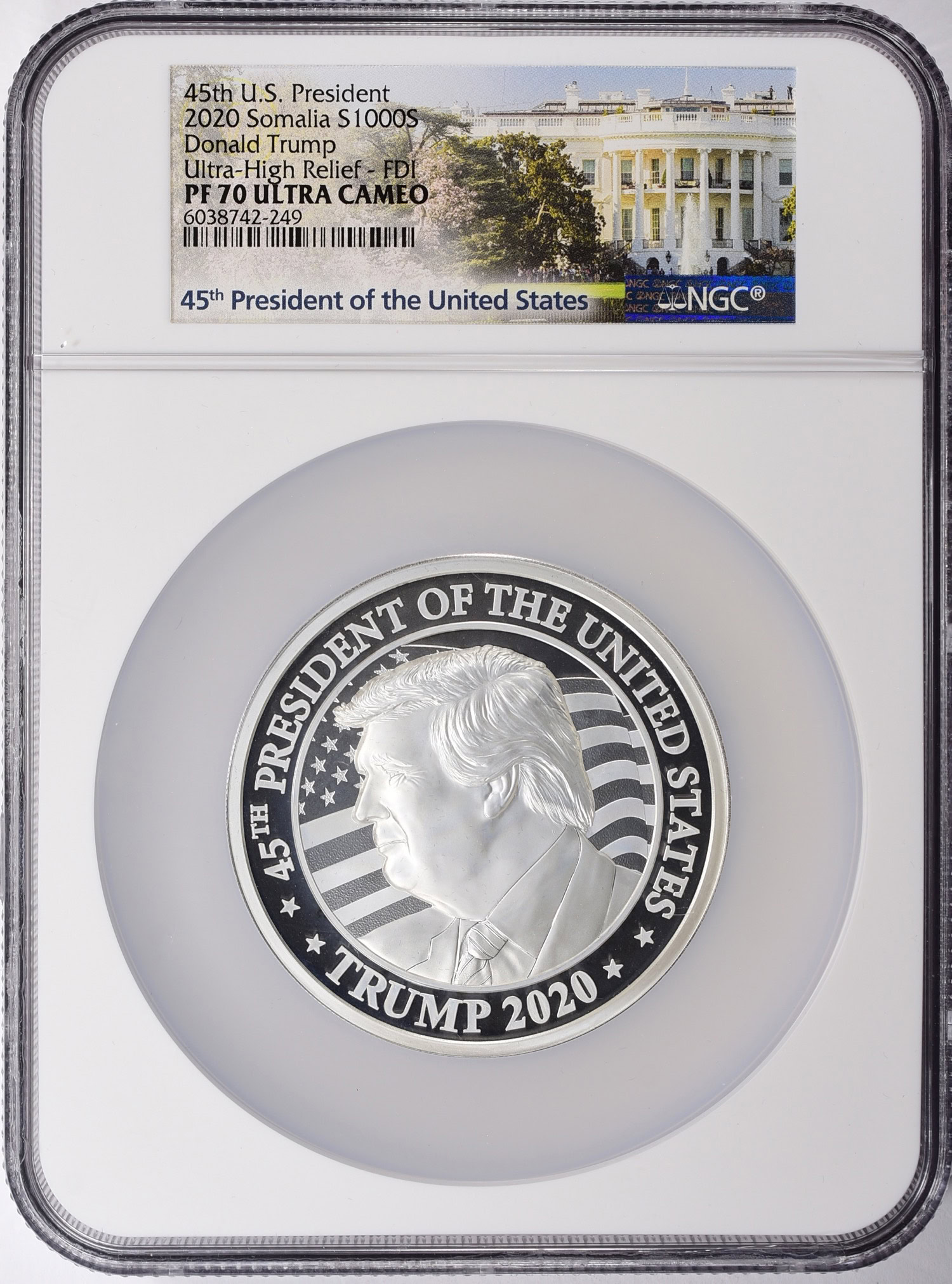 Somalia 2020 Silver 1,000 Shillings 45th U.S. President Donald Trump Ultra High Relief First Day ...