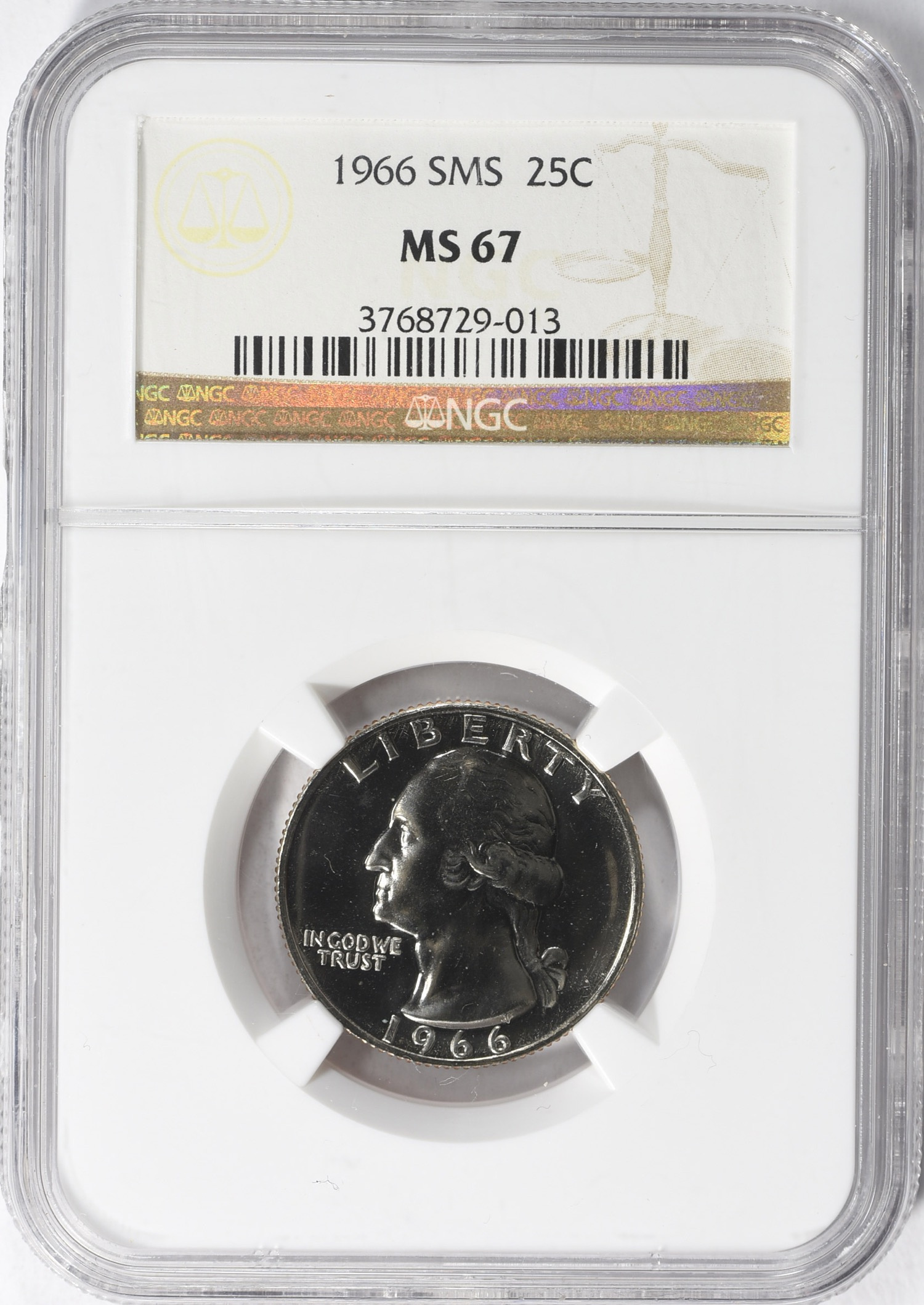 1966 Washington Quarter SMS NGC MS-67 (Item 1275940) | GreatCollections ...