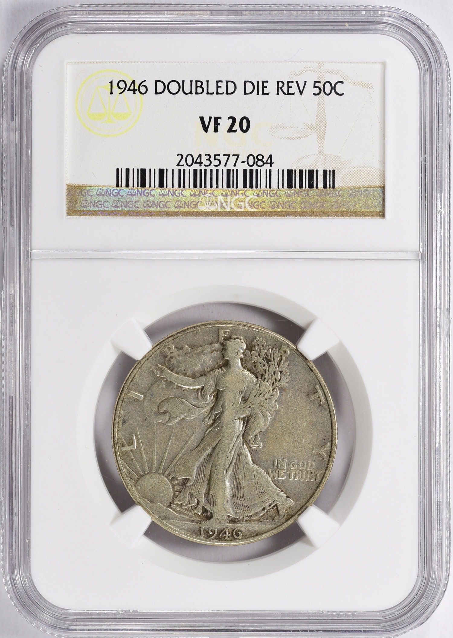 1946 Walking Liberty Half Dollar Doubled Die Reverse DDR FS-801 NGC VF ...